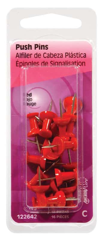 Hillman Red Push Pins 16 pk - Ace Hardware