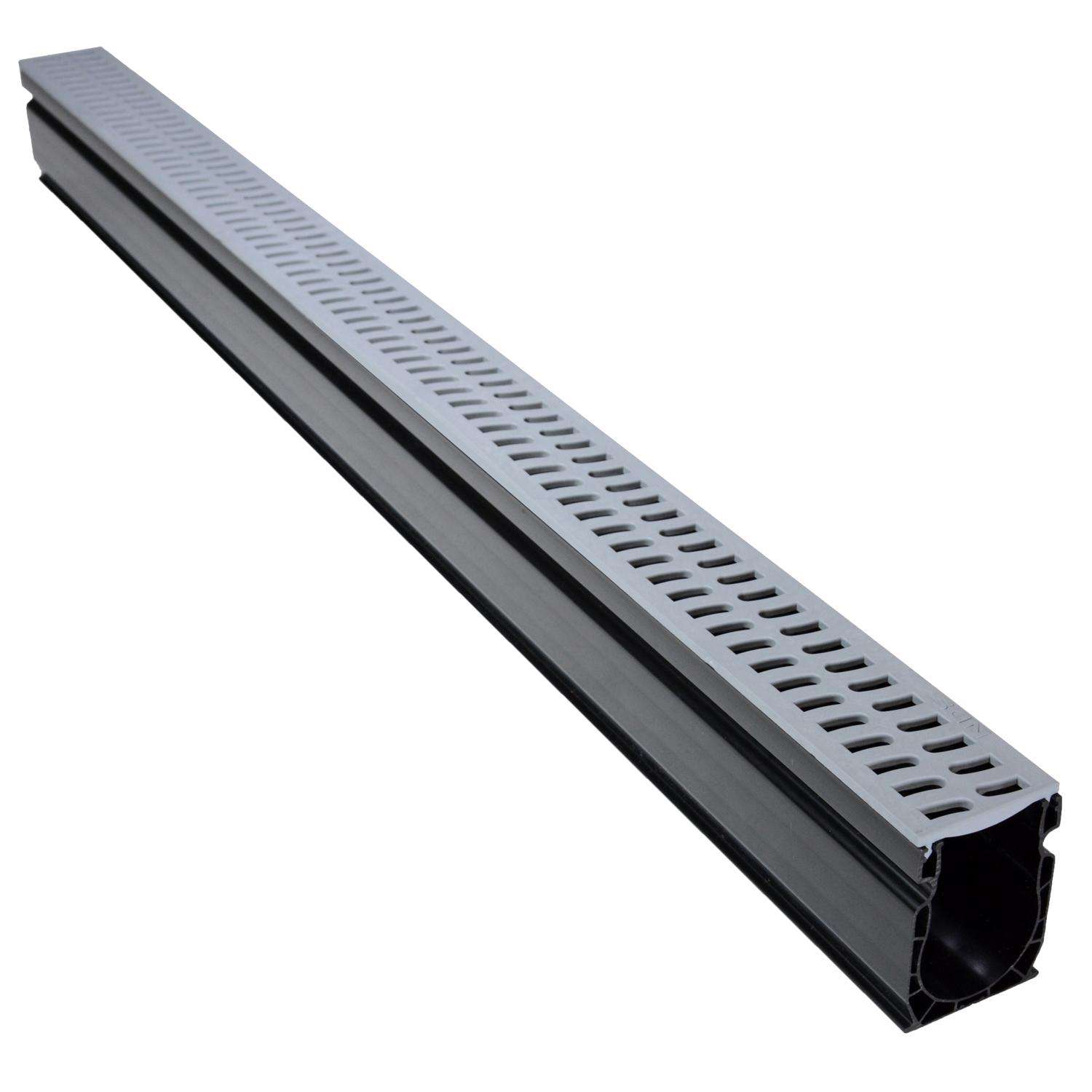 NDS 2-1/4 in. Gray Rectangle PVC Channel Grate and Drain Kit Mfr ...