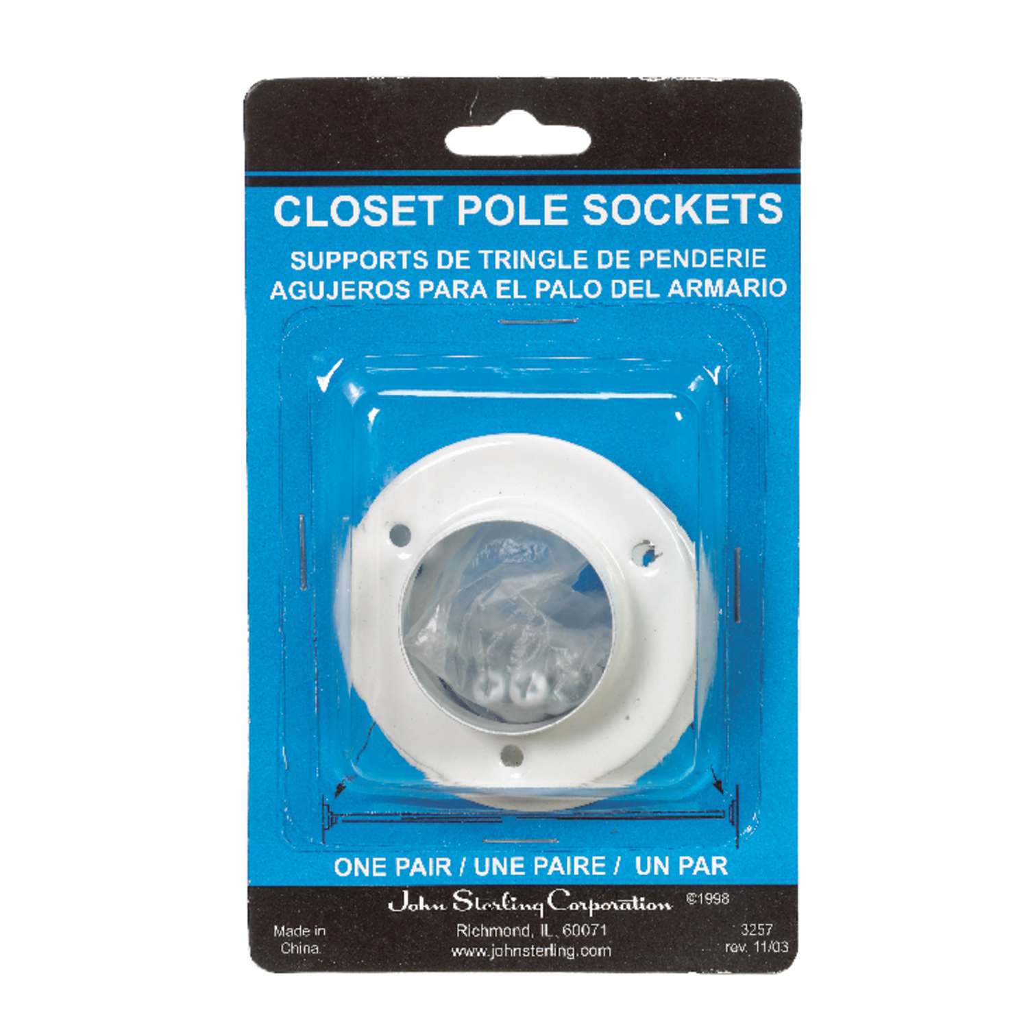 Knape & Vogt Pro 1-3/8 in. L X 1-3/8 in. D Powder Coated Steel Rod ...