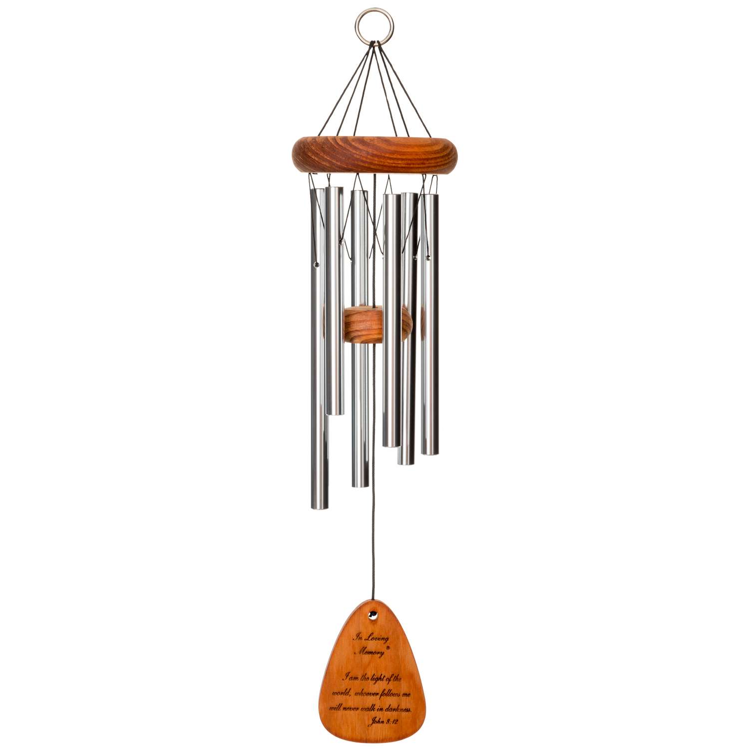 Wind River In Loving Memory Silver Aluminum/Wood 18 in. Wind Chime ...