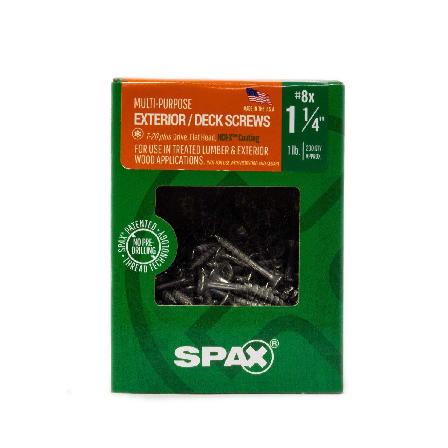 Spax No. 8 in. X 1-1/4 in. L Silver Star Flat Head Deck Screws 1 lb 230 pc - Ace Hardware