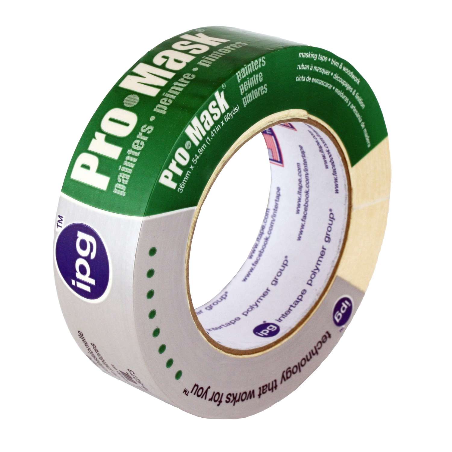 IPG Pro-Mask 1.41 in. W x 60 yd. L Beige Medium Strength Masking Tape 1 ...