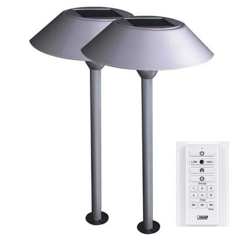 Feit OneSync Brushed Nickel Solar Powered 40 W LED Pathway Light 2 pk ...