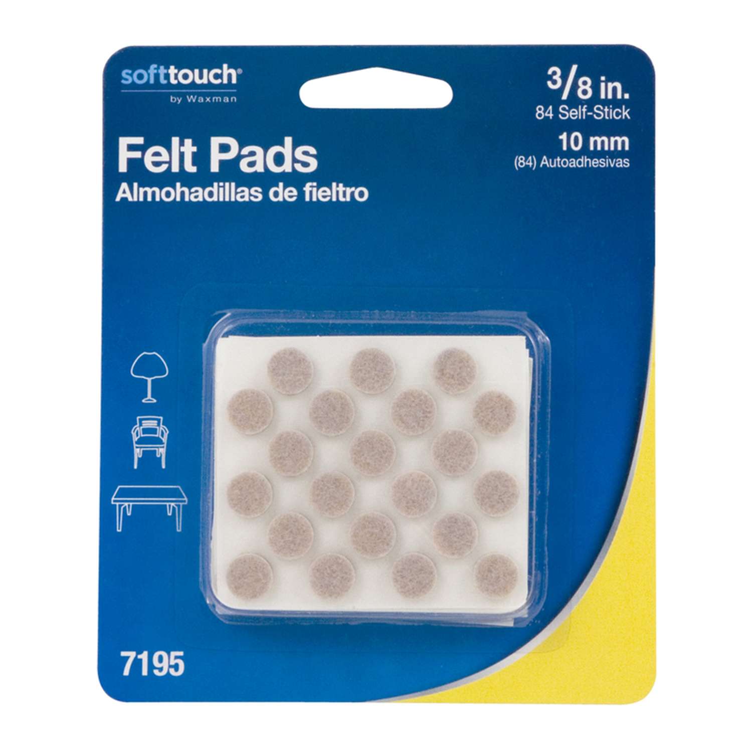 Softtouch Felt Self Adhesive Protective Pad Tan Round 3/8 in. W 84 pk ...