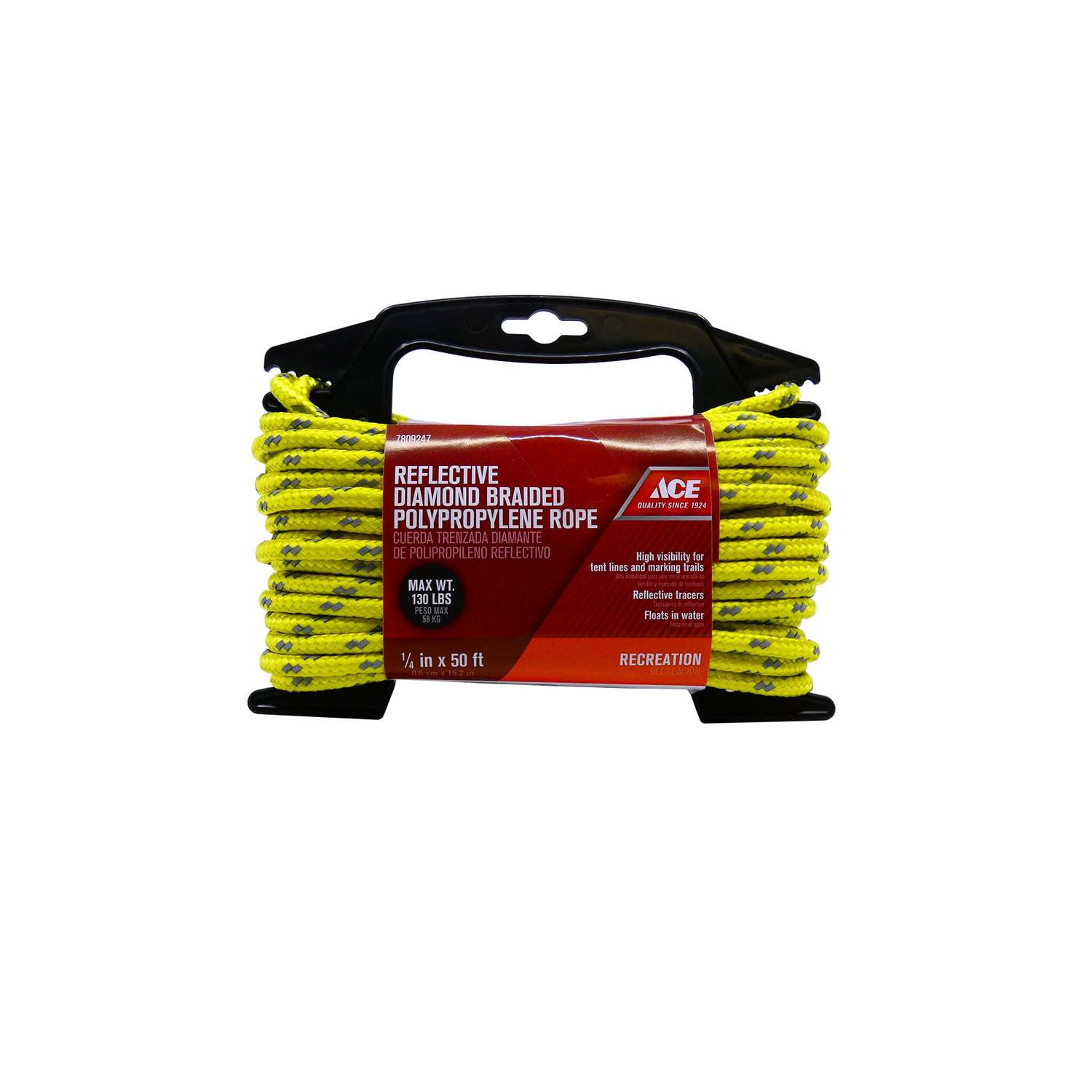 Ace 1/4 in. D X 50 ft. L Yellow Diamond Braided Poly Rope - Ace Hardware