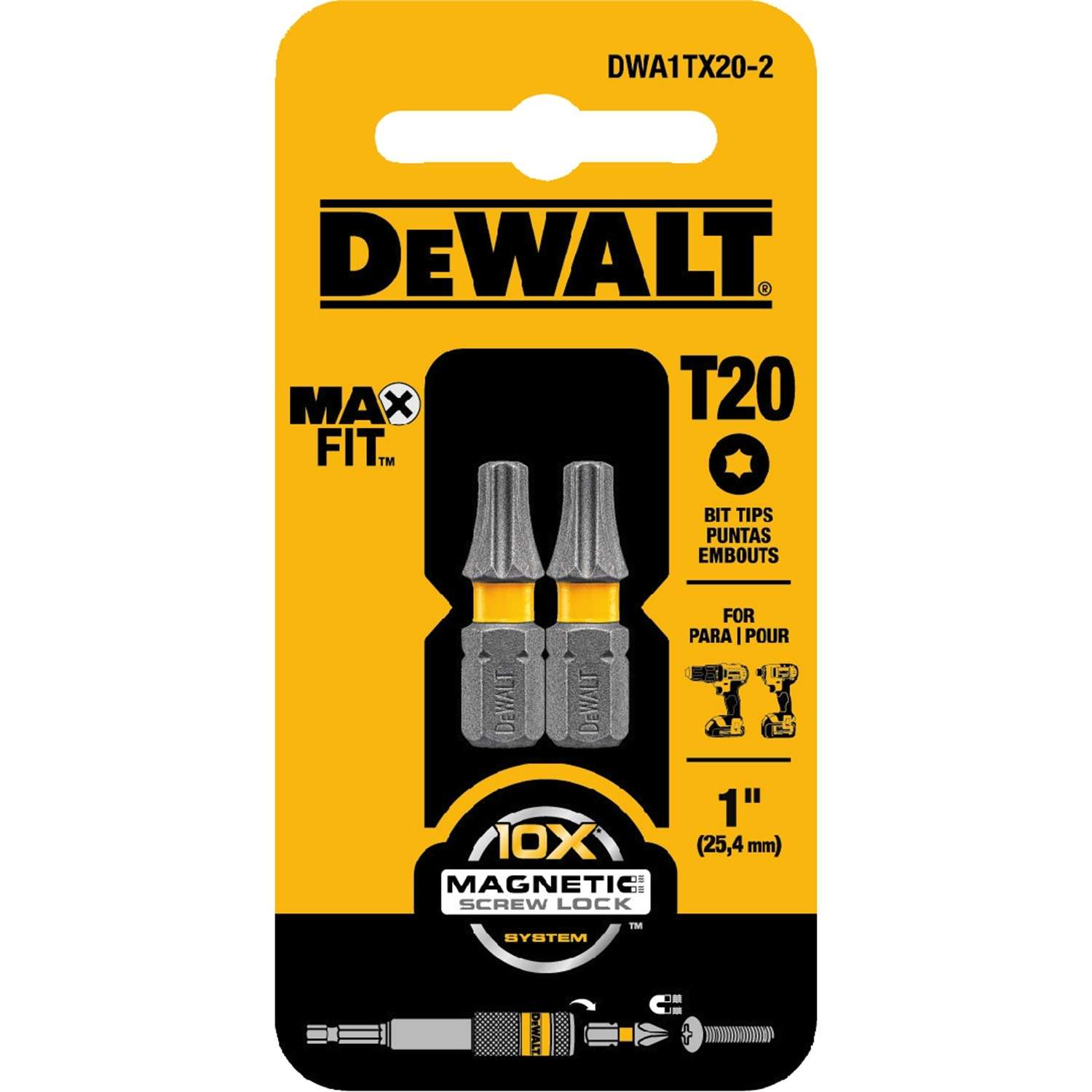 DeWalt MAXFIT Torx T20 x 1 in. L Insert Bit S2 Tool Steel 2 pc. - Ace ...