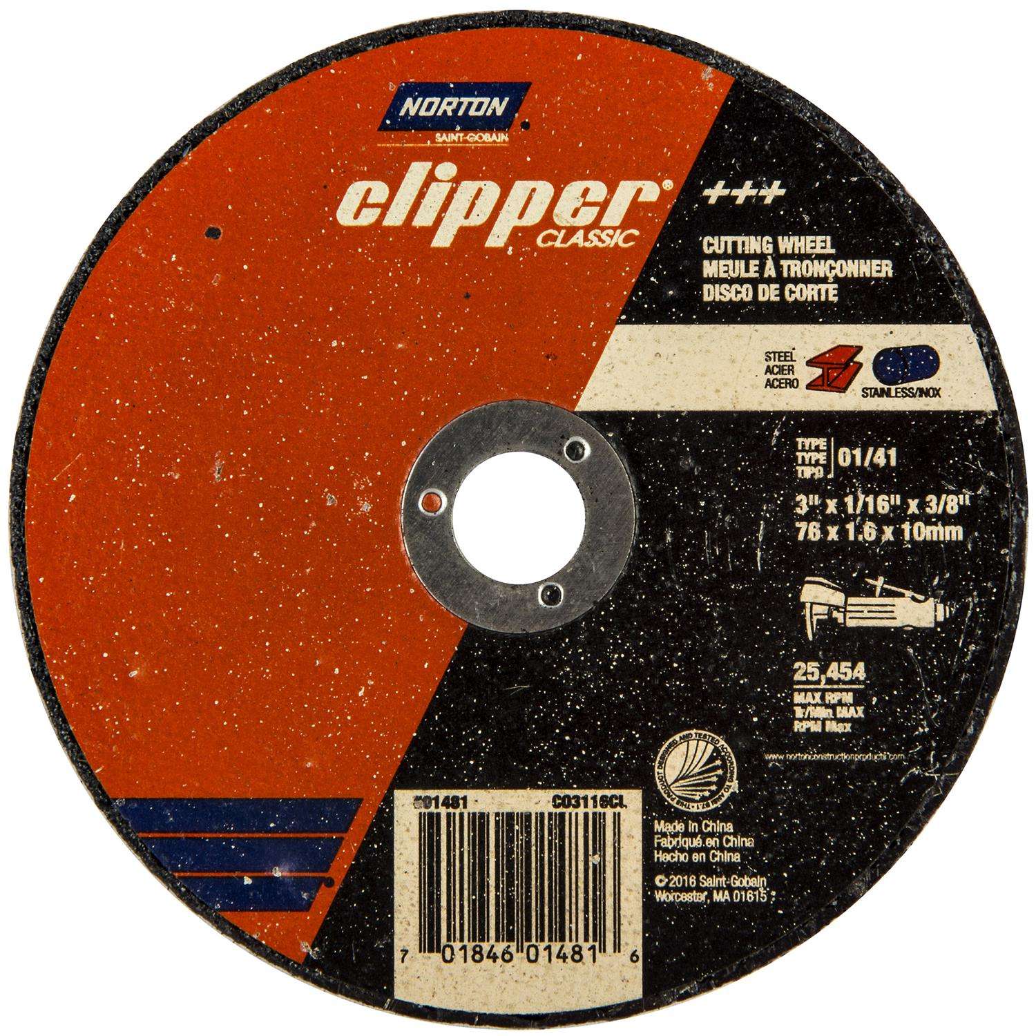Norton Clipper 3 in. D X 3/8 in. Aluminum Oxide Classic Cut-Off Wheel 1 ...