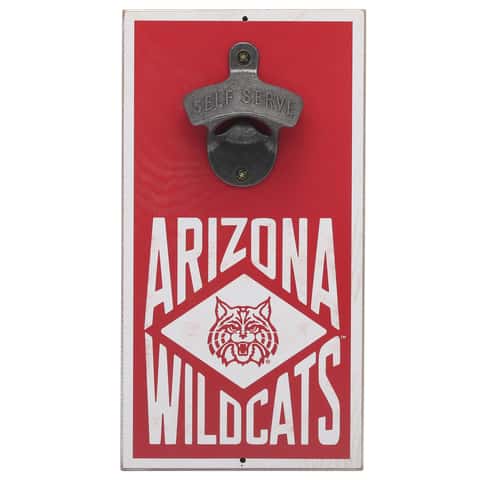 Open Road Brands University of Arizona Multicolored MDF Wood Bottle ...