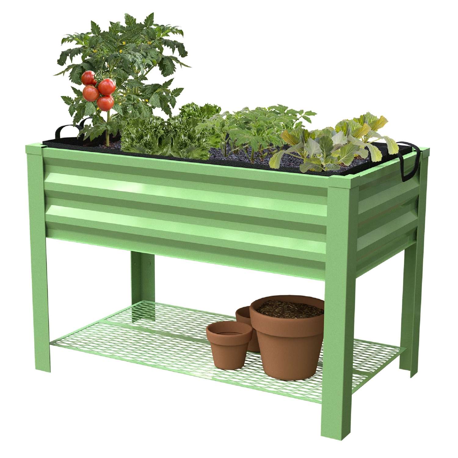 Panacea 32 in. H X 46 in. W X 24 in. D Steel Raised Garden Bed Green ...