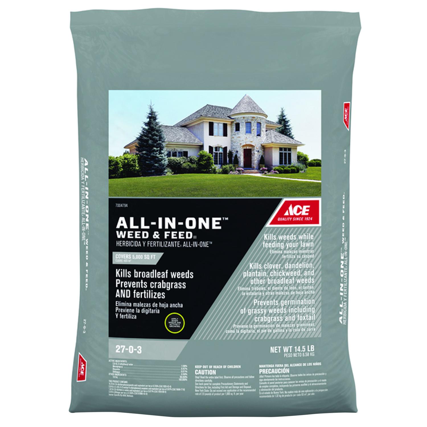 Ace All-in-One Weed & Feed Lawn Fertilizer For Multiple Grass Types ...