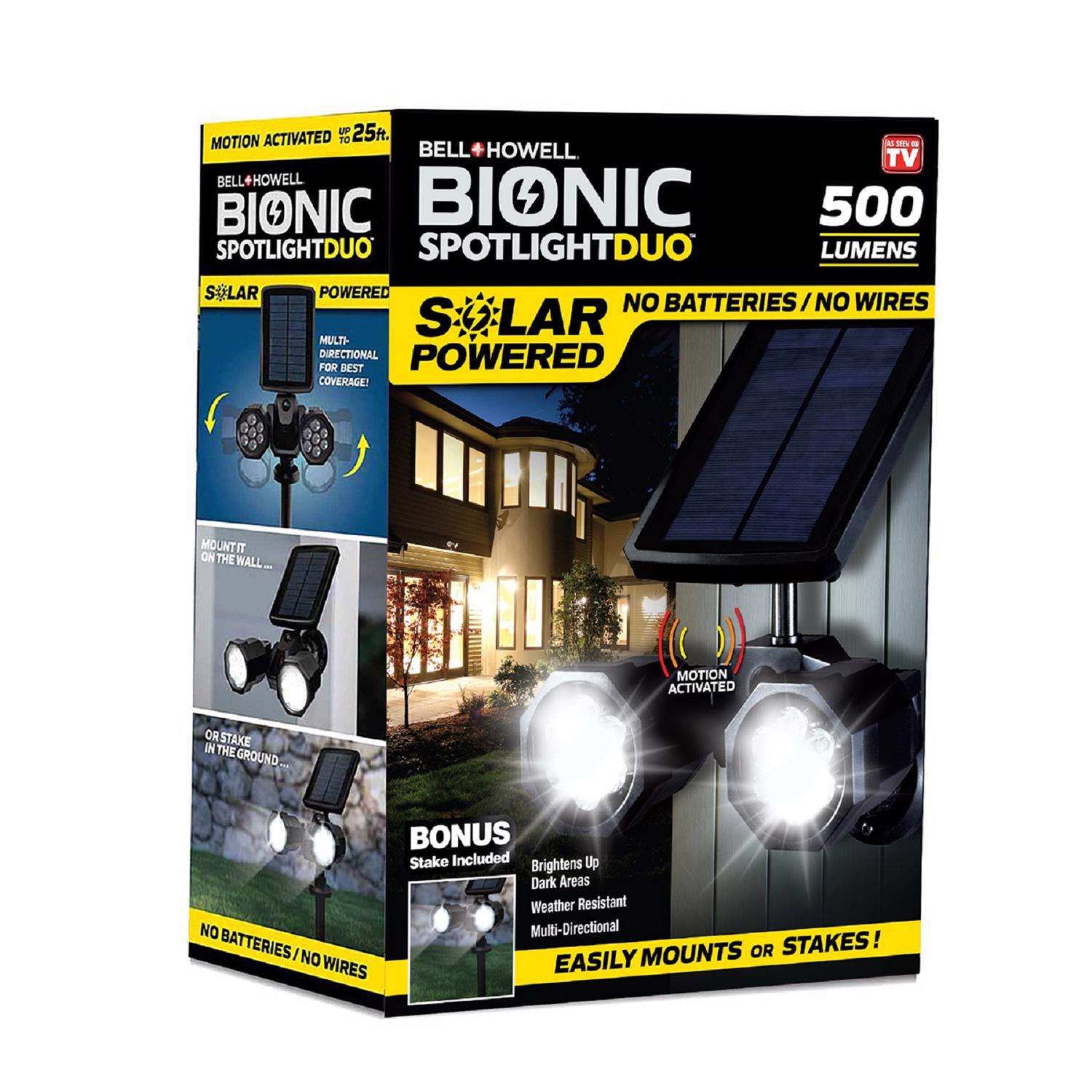 Bell + Howell Bionic Spotlight Duo Motion-Sensing Solar Powered LED ...