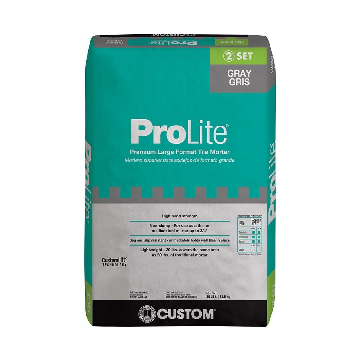 Custom Building Products ProLite Gray Premium Mortar 30 lb Mfr# PLMG30 ...