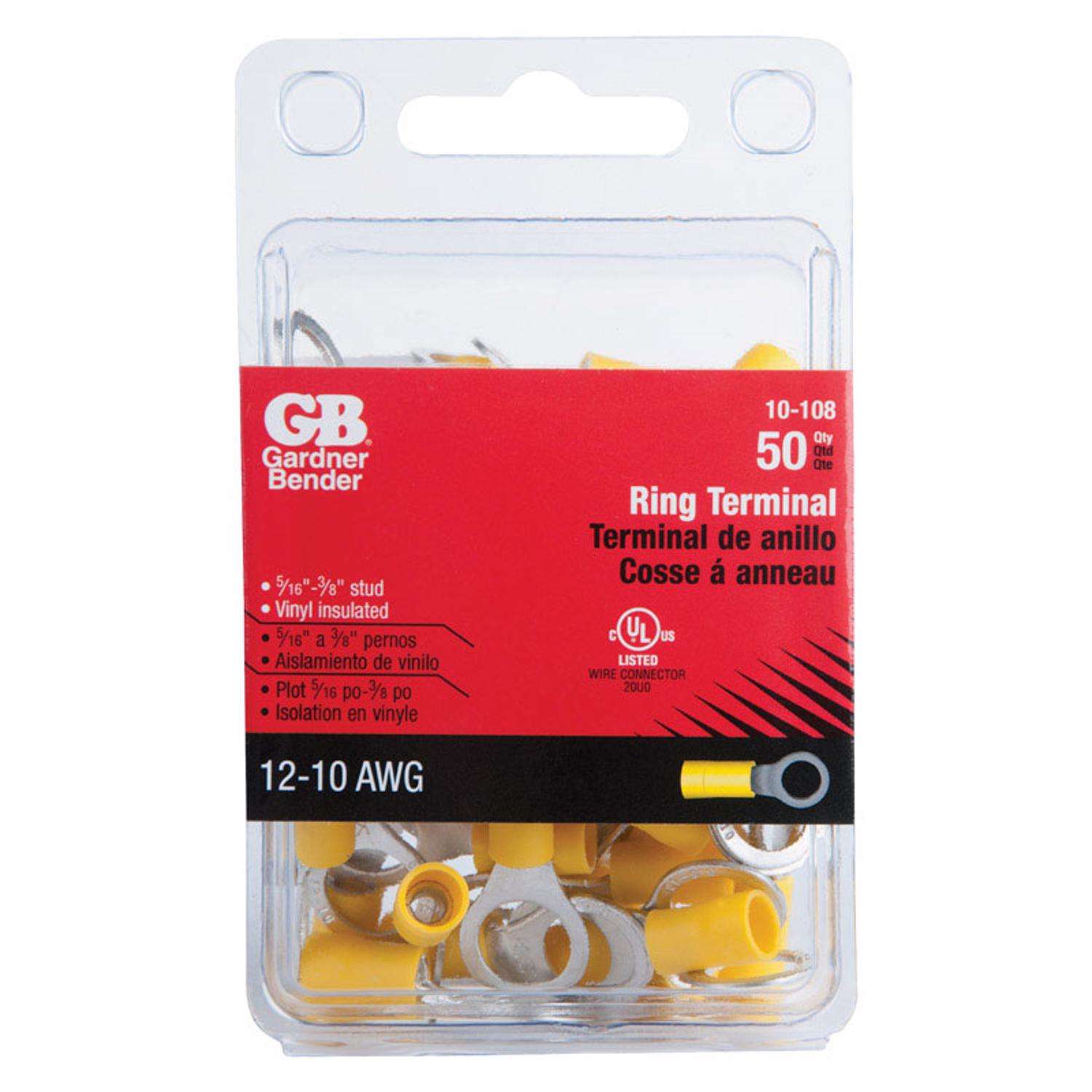 Gardner Bender 12-10 Ga. Insulated Wire Ring Terminal Yellow 50 pk ...