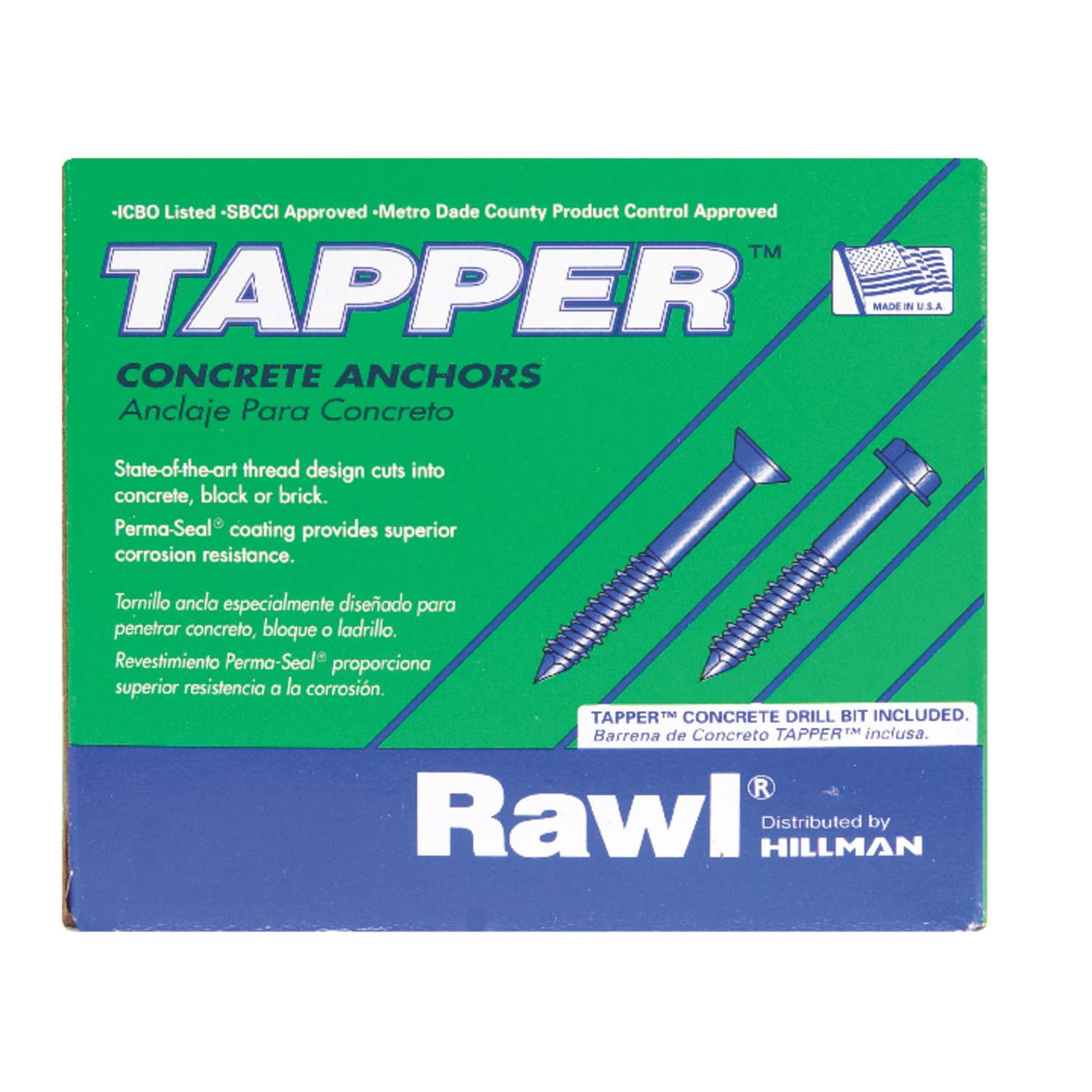 Hillman Tapper Steel Flat Head Concrete Screw Anchor 100 pk - Ace Hardware