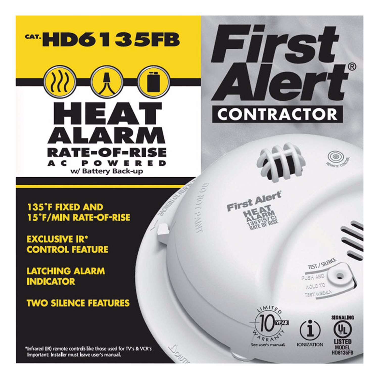 First Alert Hard-Wired w/Battery Back-up Ionization Heat Alarm 1 pk Mfr ...