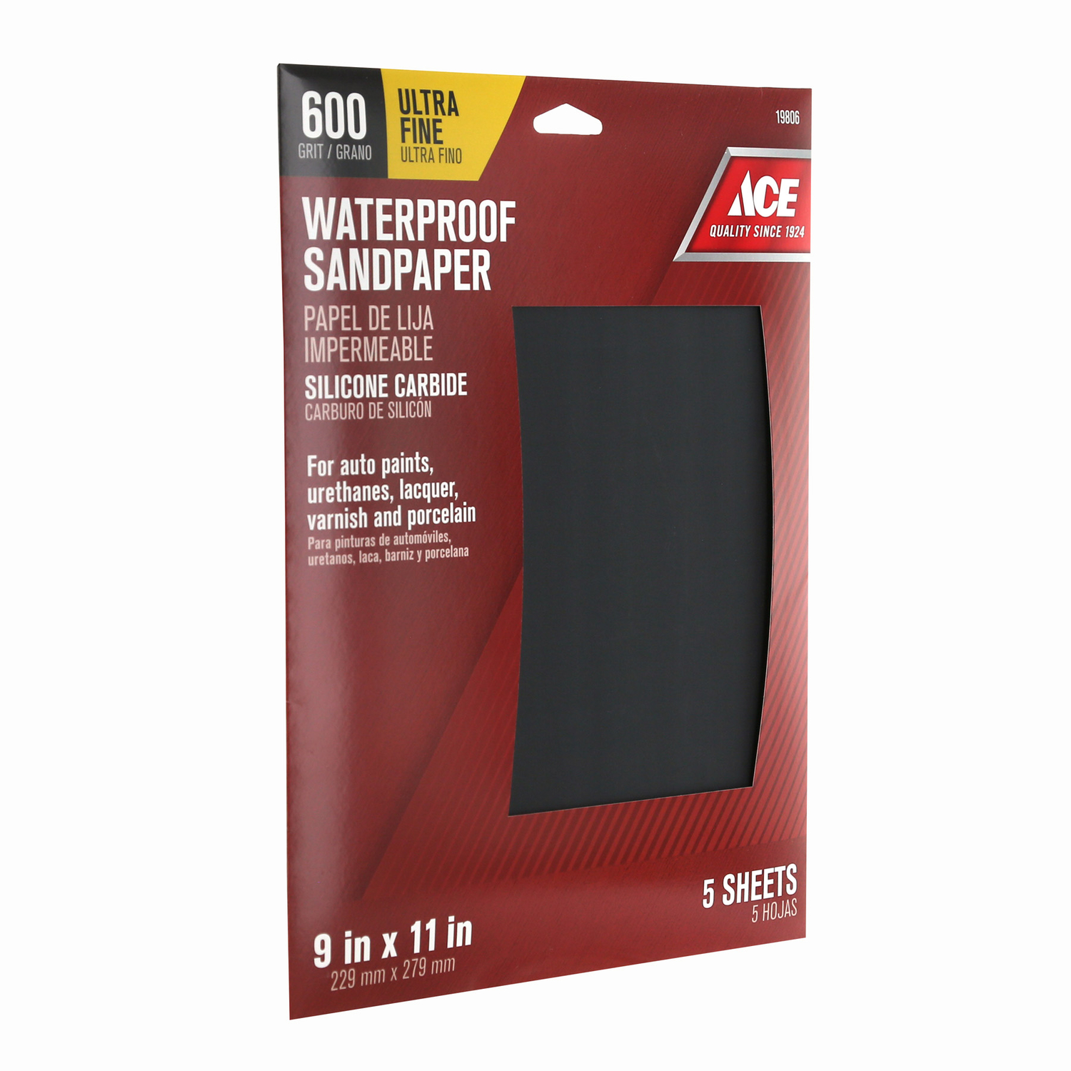 Ace 11 in. L X 9 in. W 600 Grit Silicon Carbide Waterproof Sandpaper 5 ...