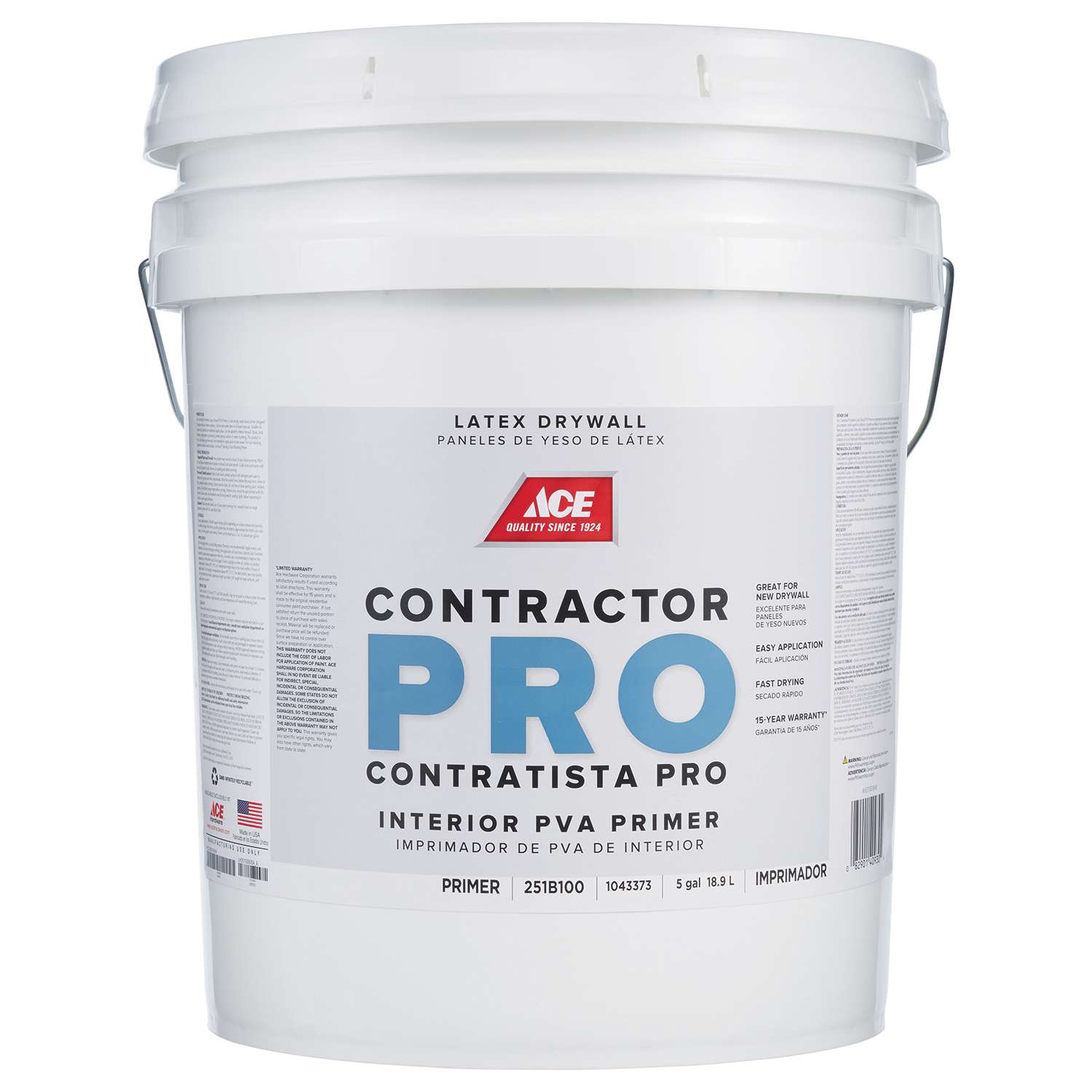 Ace Contractor Pro Primer - Goes on White Acrylic Latex Primer 5 gal ...