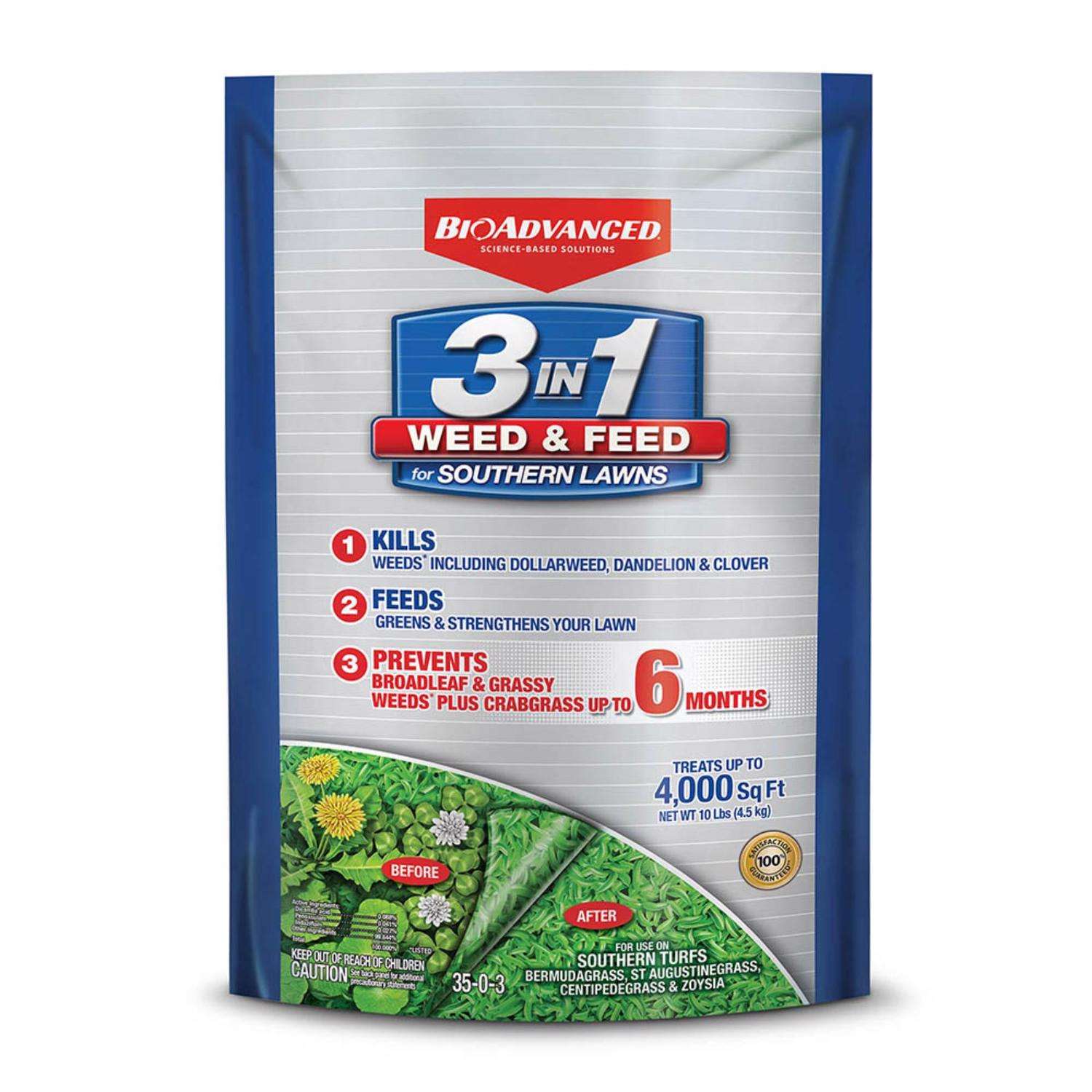 BioAdvanced Weed & Feed Lawn Fertilizer For Multiple Grass Types 5000 ...