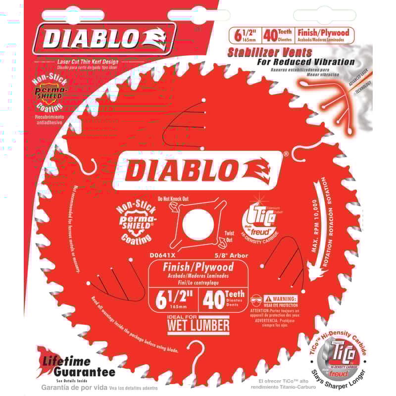Diablo 6-1/2 in. Dia. x 5/8 in. Carbide Tip Finishing Saw Blade 40 ...