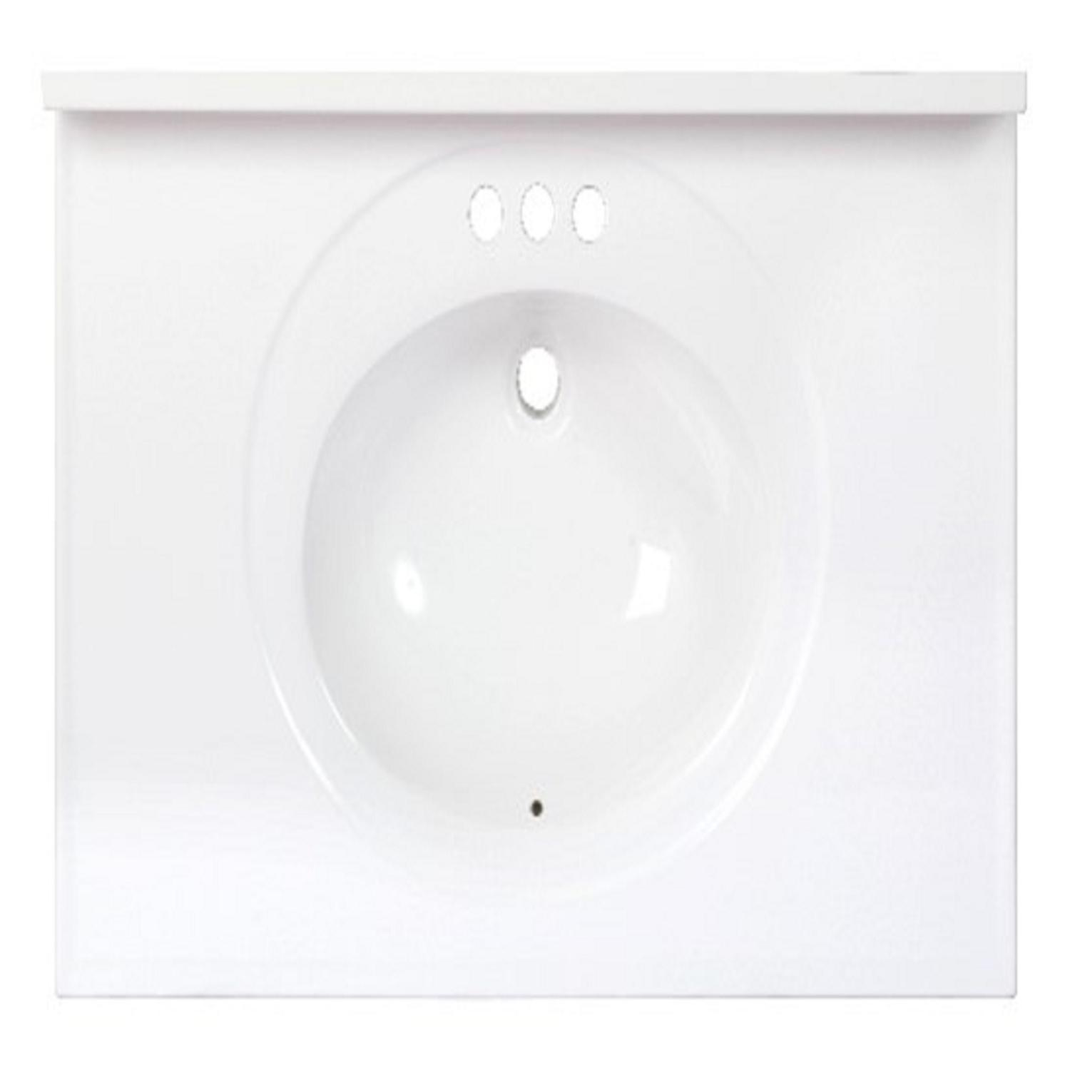 Arstar Standard Cultured Marble Bathroom Sink 37 in. W X 22 in. D White ...