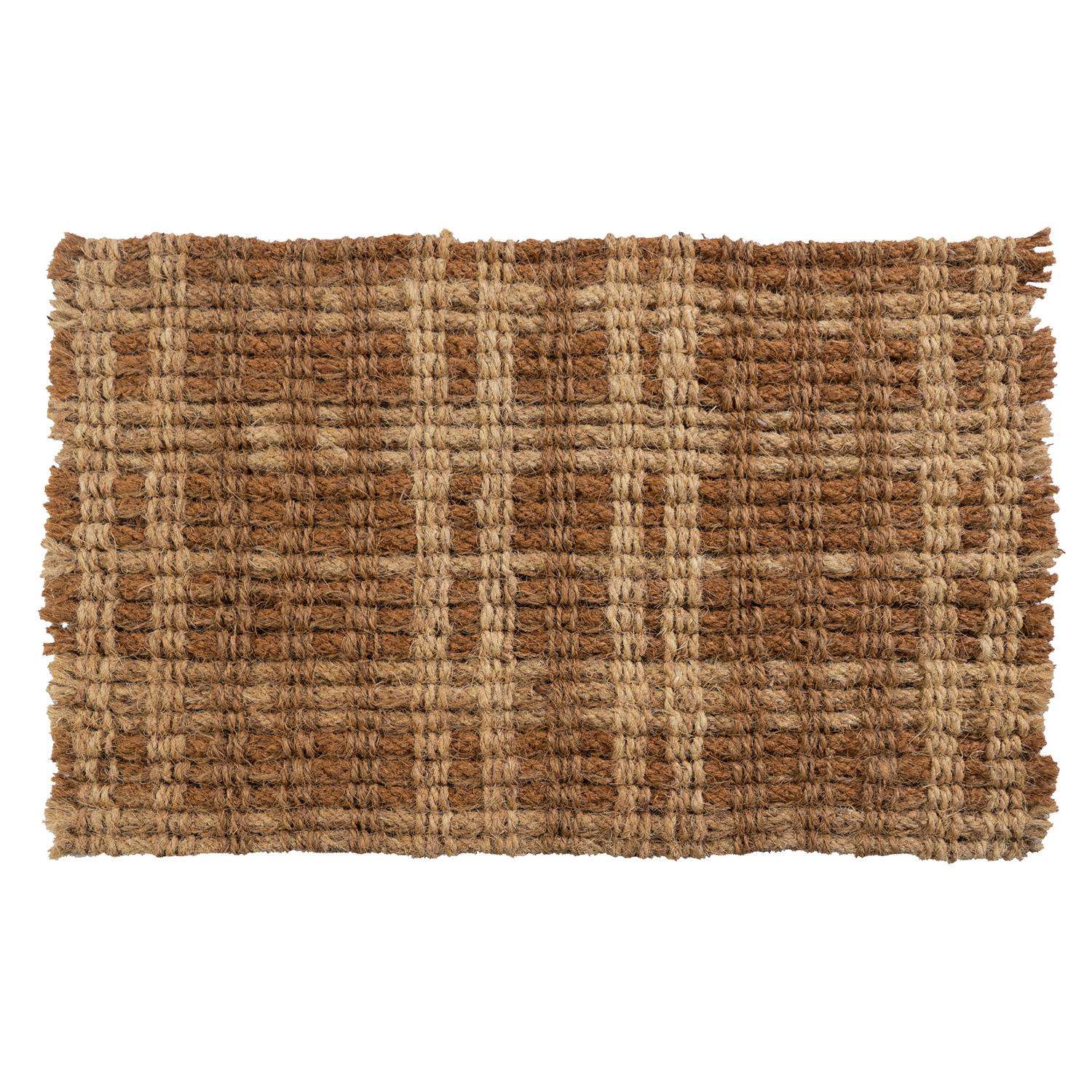 Entryways 18 in. L X 30 in. W Natural Plaid Woven Coir Door Mat - Ace ...