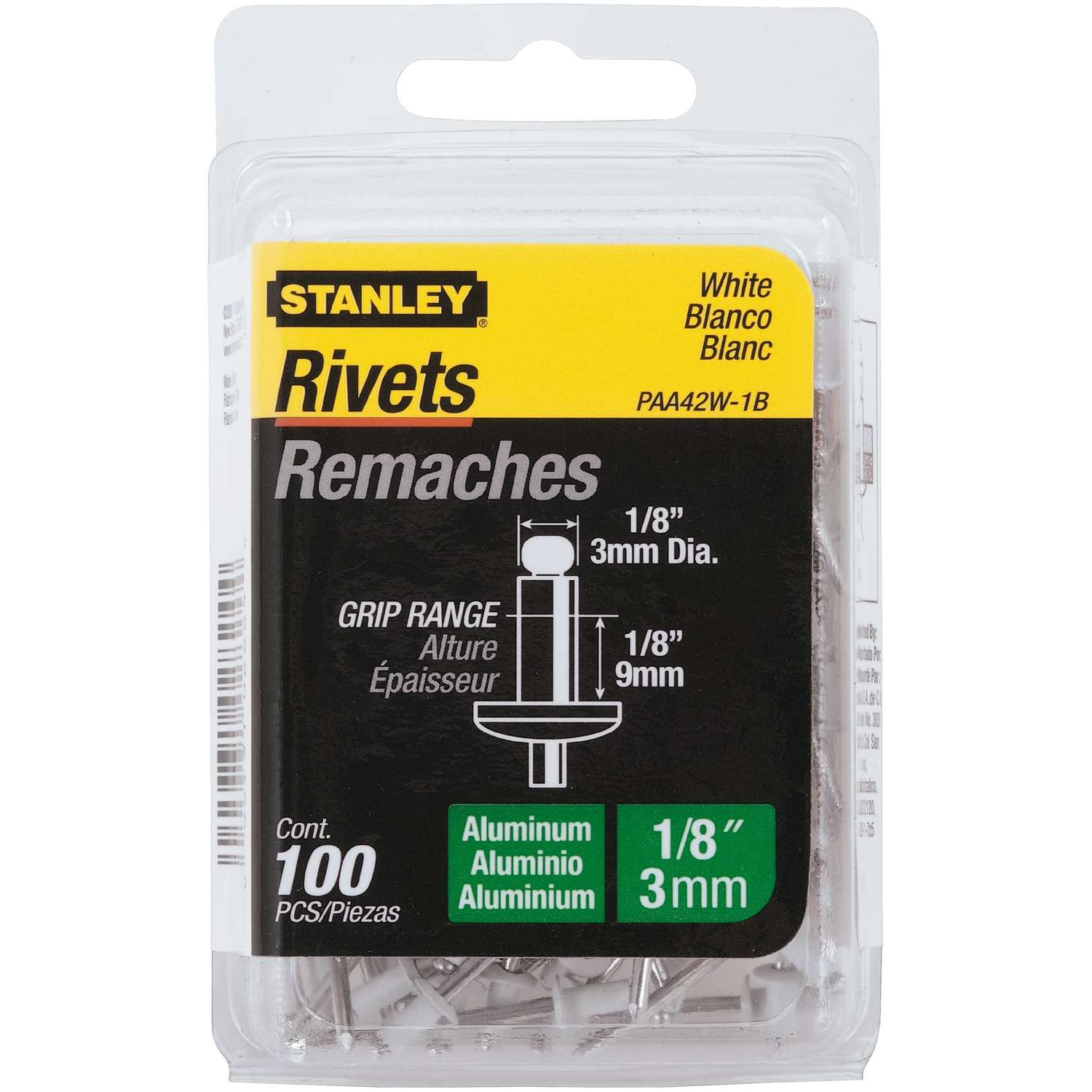 Stanley 1/8 in. D X 1/8 in. Aluminum Blind Rivets White 100 pk - Ace ...