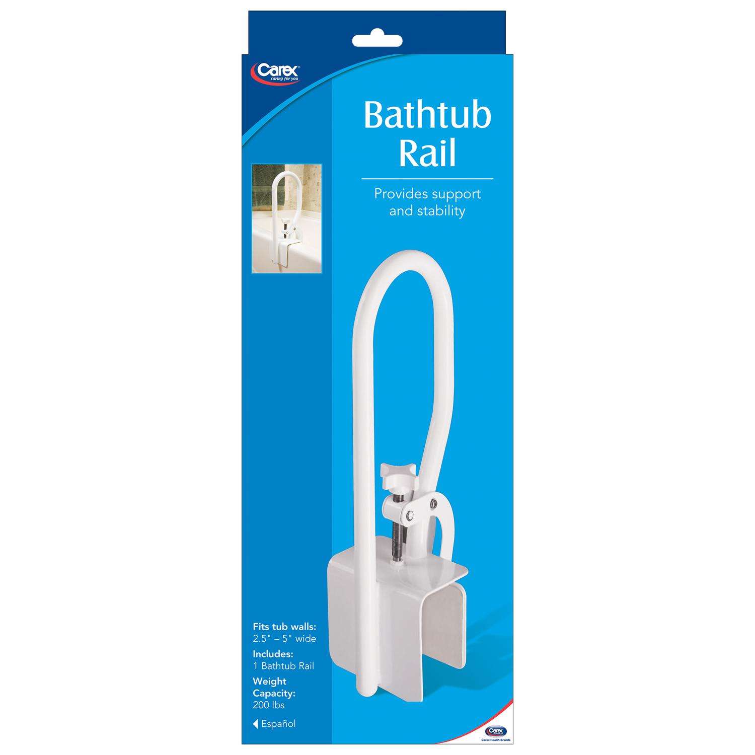 Carex Health Brands White Tub Safety Bar Steel 13.5 in. H X 7 in. L ...