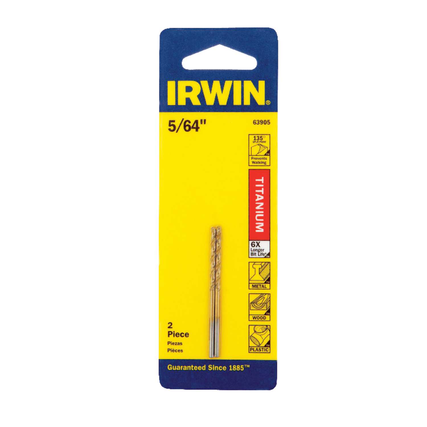 Irwin 5/64 in. Dia. x 2 in. L Titanium Drill Bit Straight Shank 2 pc ...
