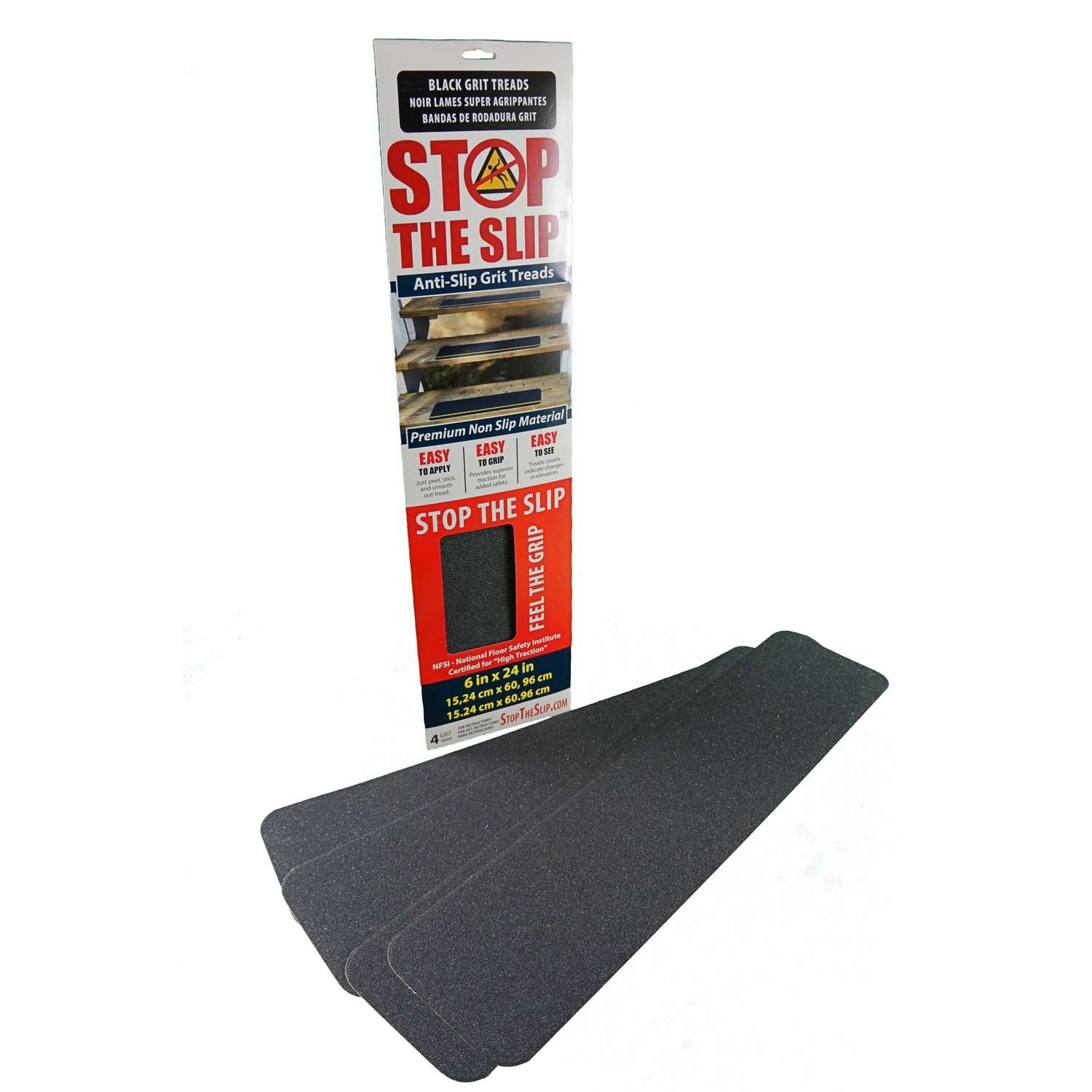 Handi-Treads 6.5 in. W X 25.5 in. L Unfinished Black Vinyl Safety Step ...