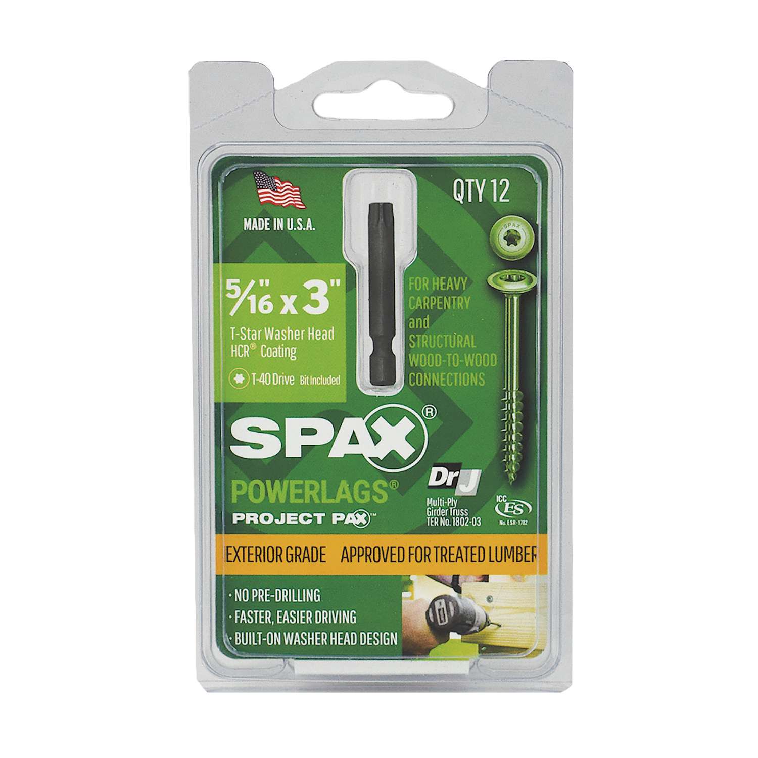 Spax Powerlags 5/16 in. in. X 3 in. L T-40 Washer Head Structural ...