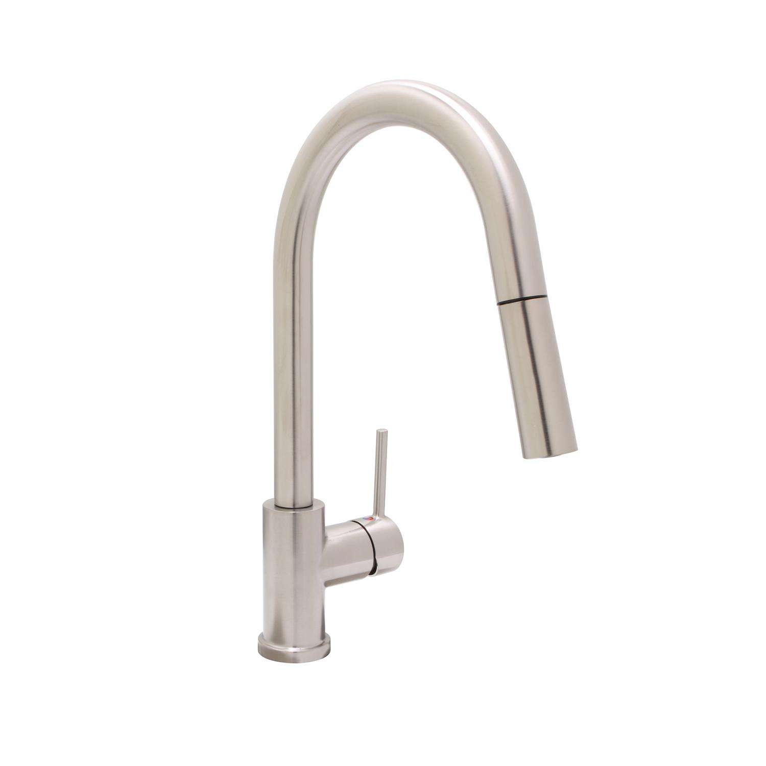 Huntington Brass Euro Arc One Handle Satin Nickel Pull-Down Kitchen ...