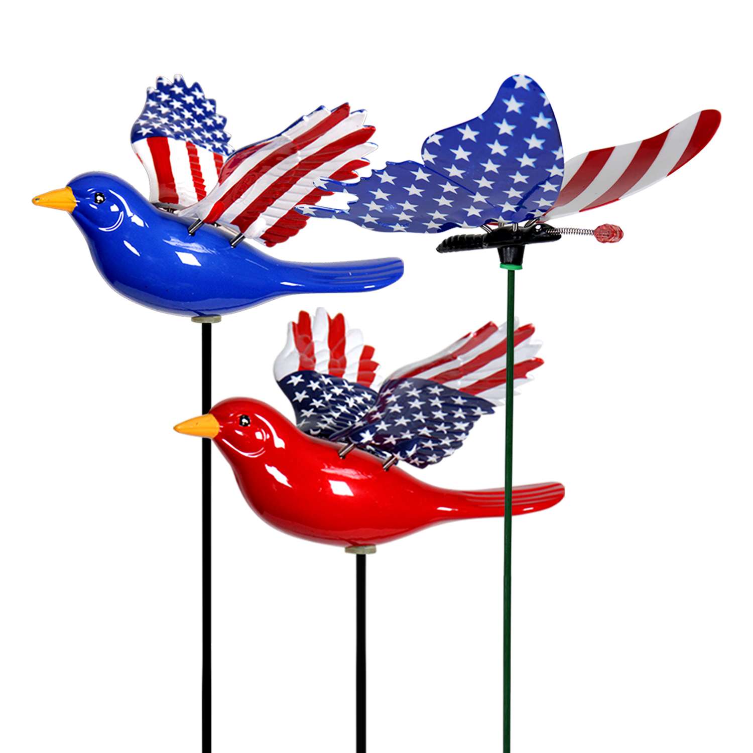 Exhart WindyWings Multicolored Plastic 16 in. H Patriotic Planter Stake ...
