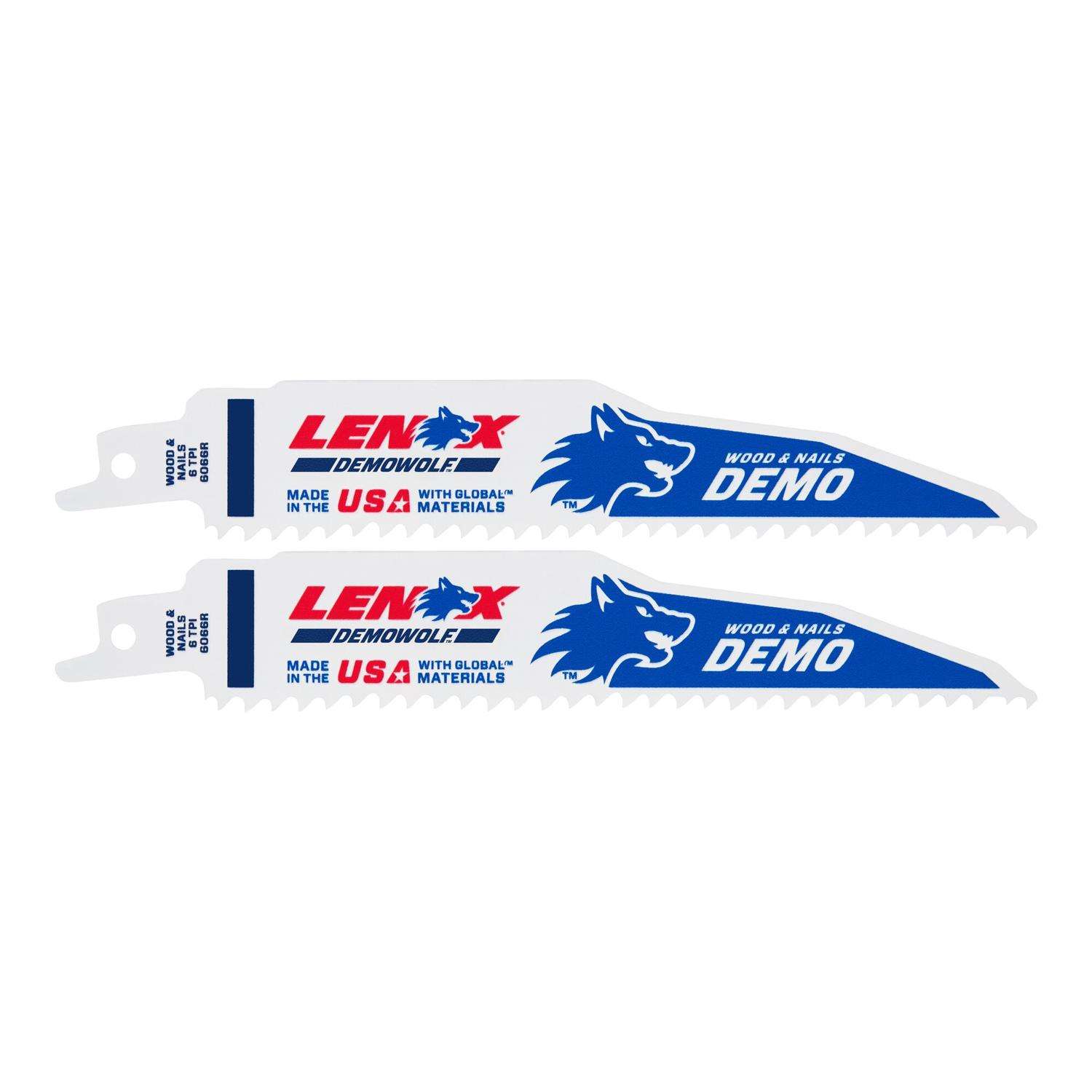 LENOX DEMOWOLF 6 in. Bi-Metal Reciprocating Saw Blade 6 TPI 2 pk - Ace ...