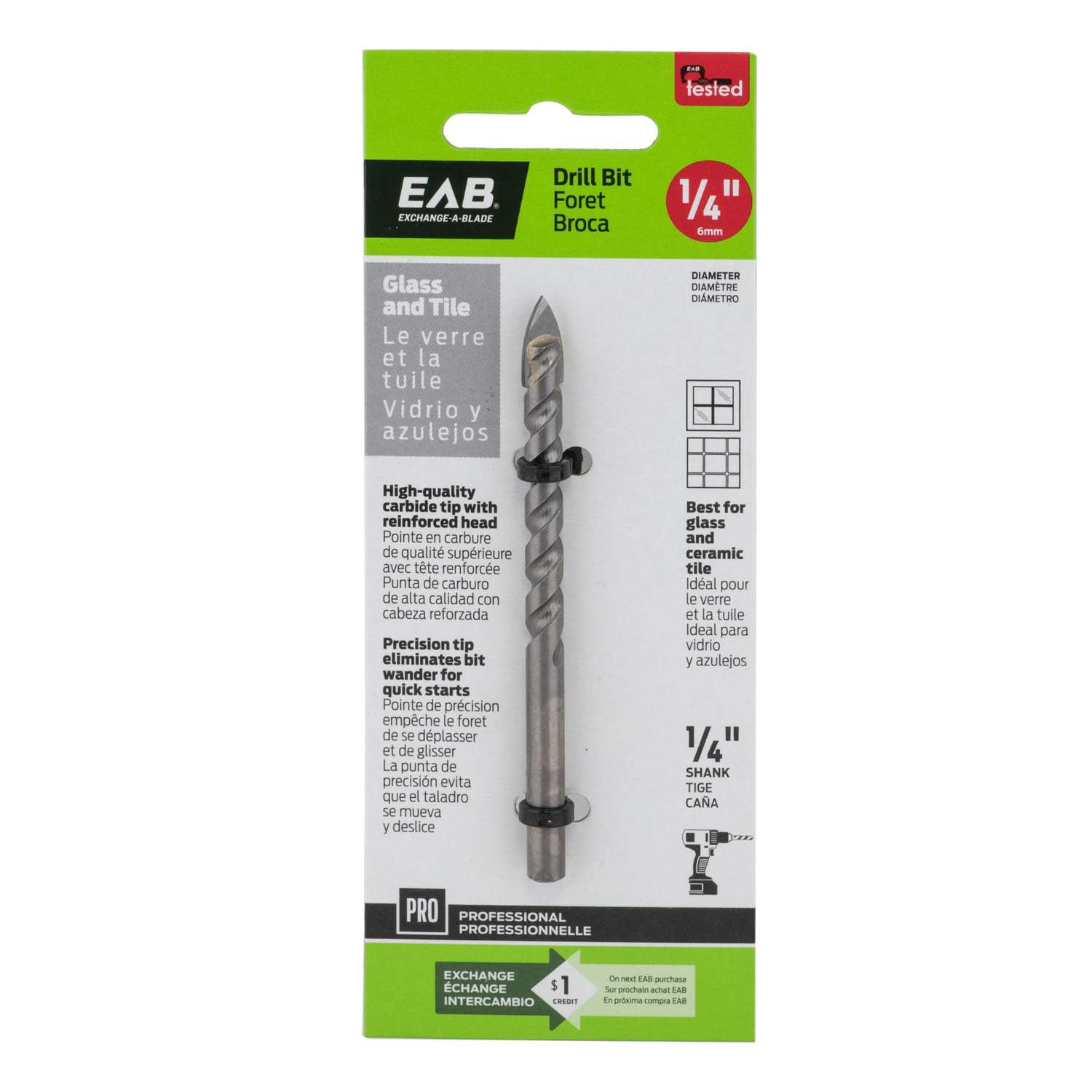 Exchange-A-Blade Carbide Glass And Tile Drill Bit 1 each Mfr# 1041332 ...