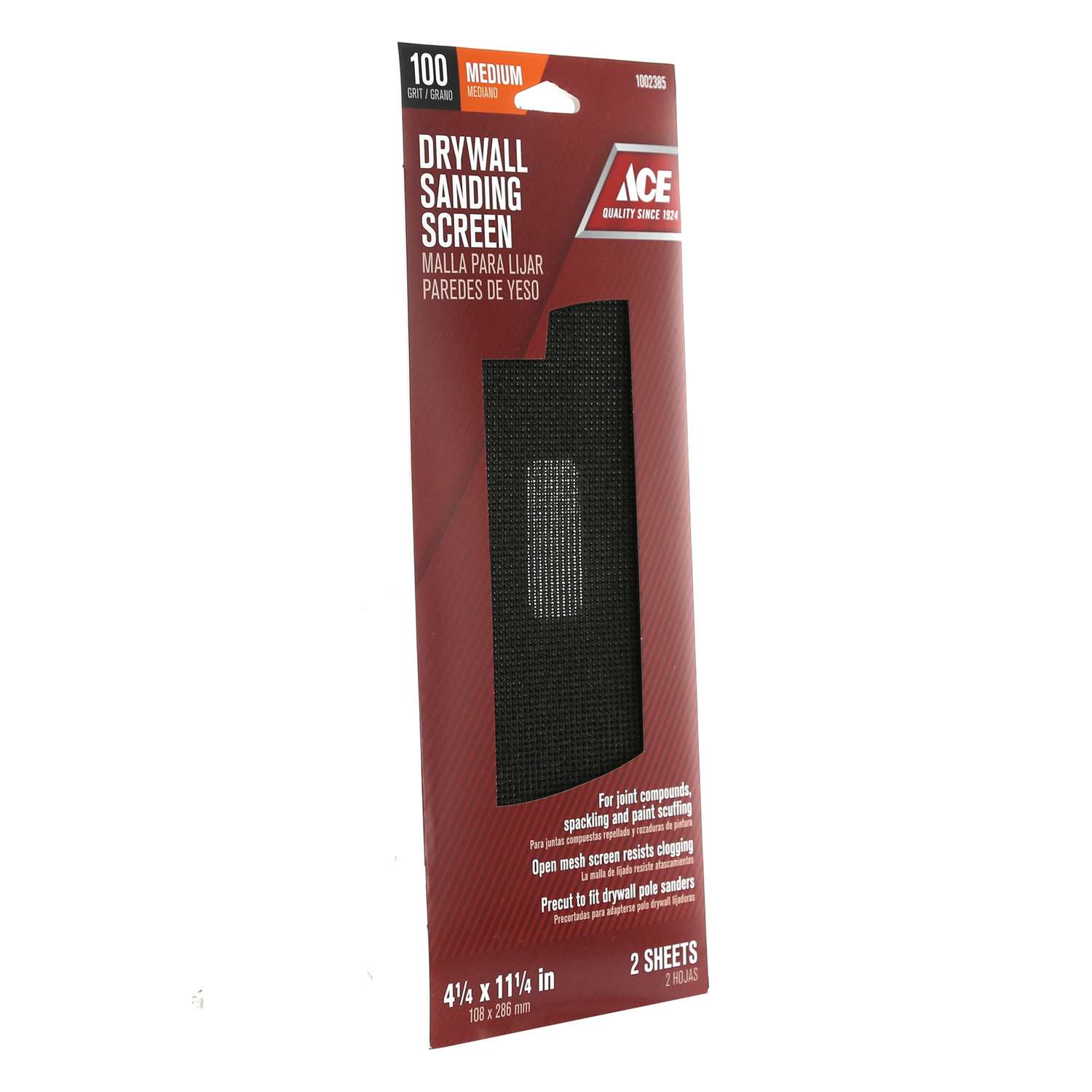 Ace 11-1/4 in. L X 4-1/4 in. W 100 Grit Silicon Carbide Drywall Sanding ...