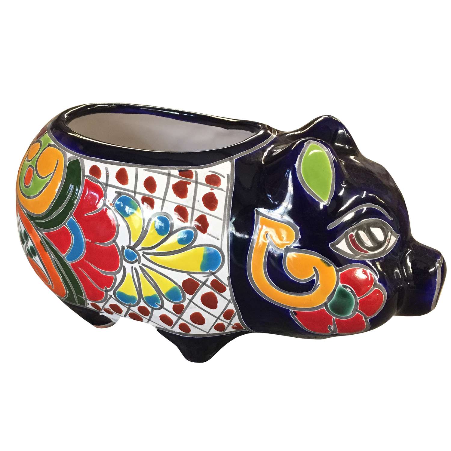 Avera Products Talavera 6 in. H X 9 in. W Ceramic Pig Planter Assorted ...