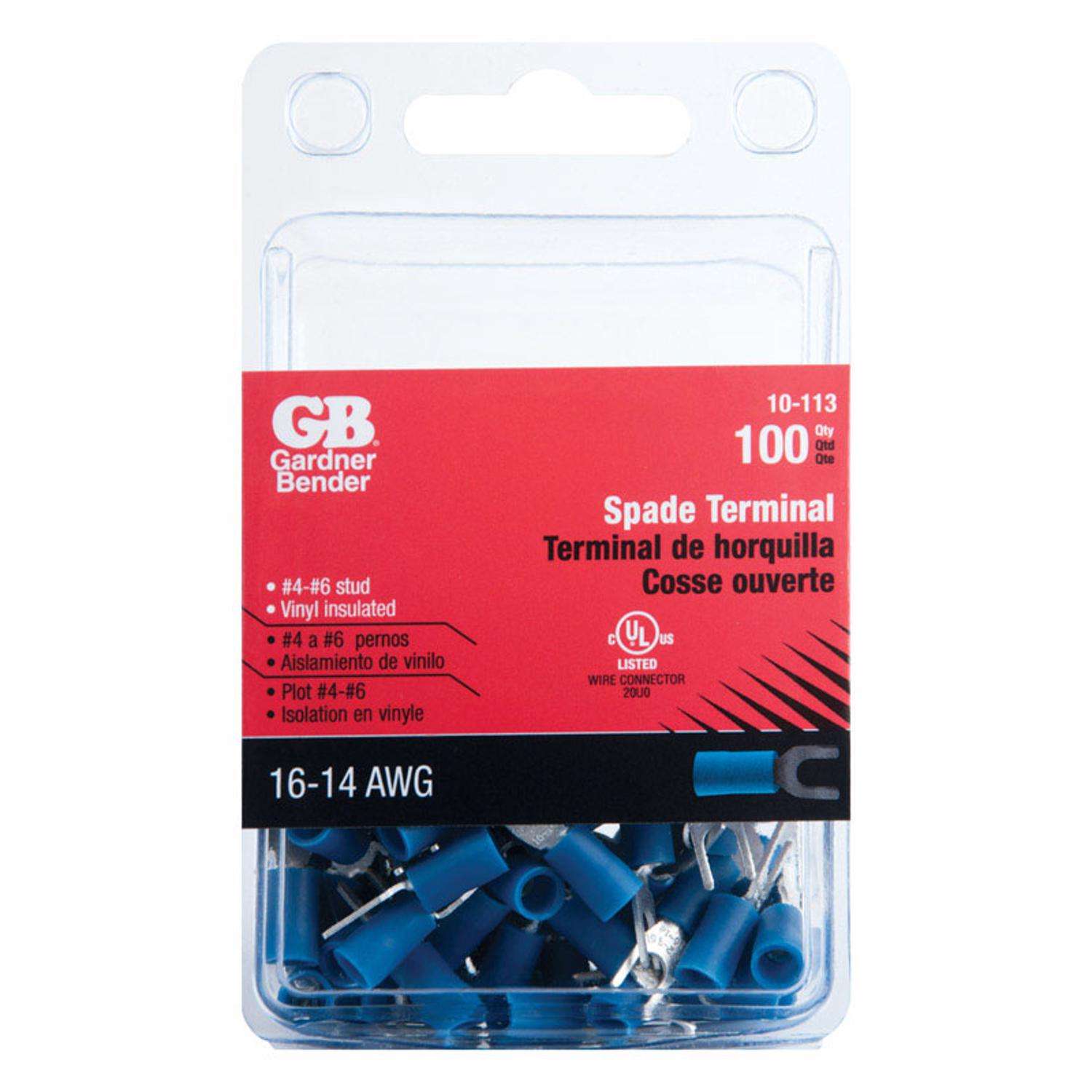 Gardner Bender 16-14 Ga. Insulated Wire Spade Terminal Blue 100 pk ...