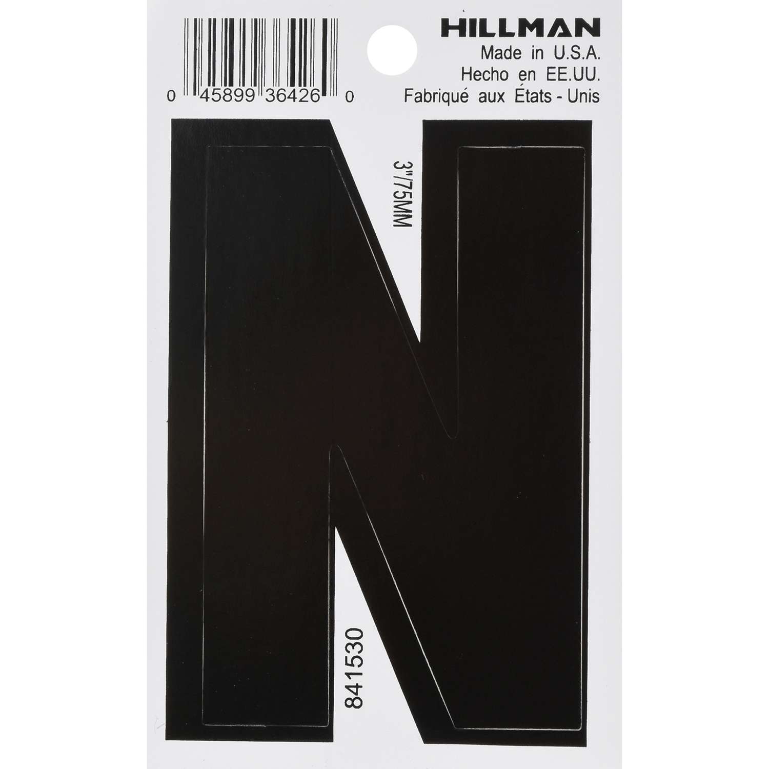 Hillman 3 in. Black Vinyl Self-Adhesive Letter N 1 pc - Ace Hardware