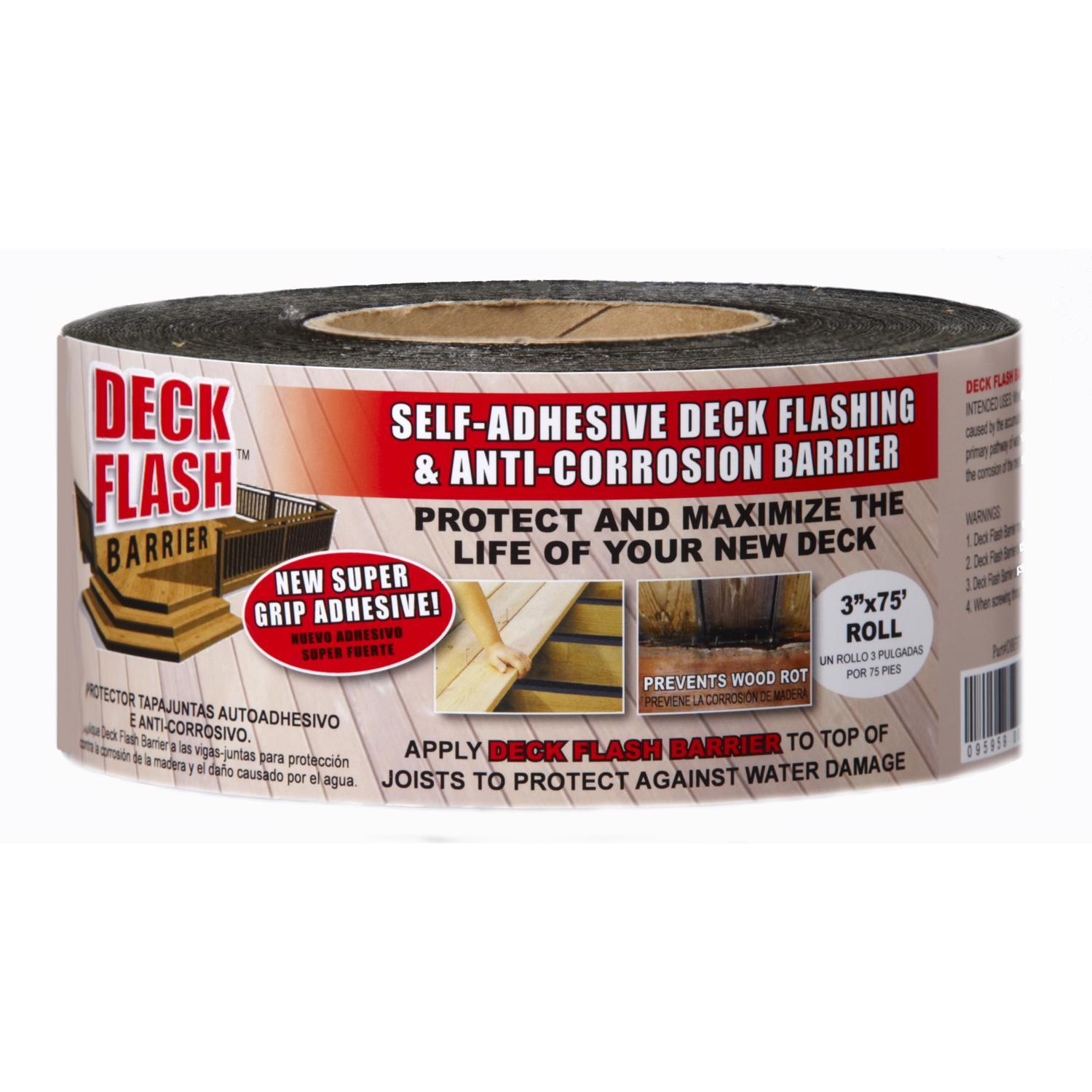 Deck Flash 3 in. W X 75 ft. L Tape Self Adhesive Deck Flashing Black ...