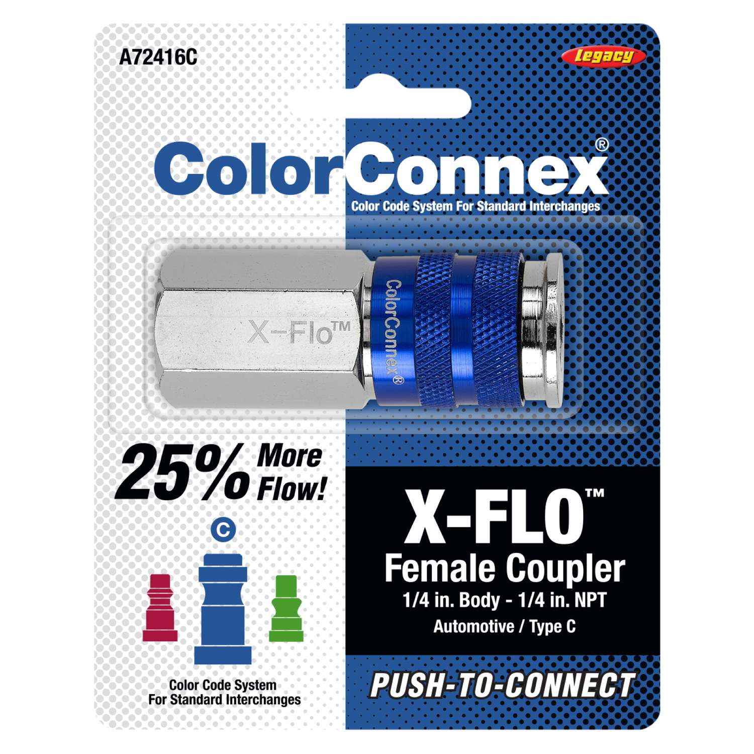 Legacy ColorConnex X-Flo Aluminum/Steel Air Coupler 1/4 in. 1 pc - Ace ...