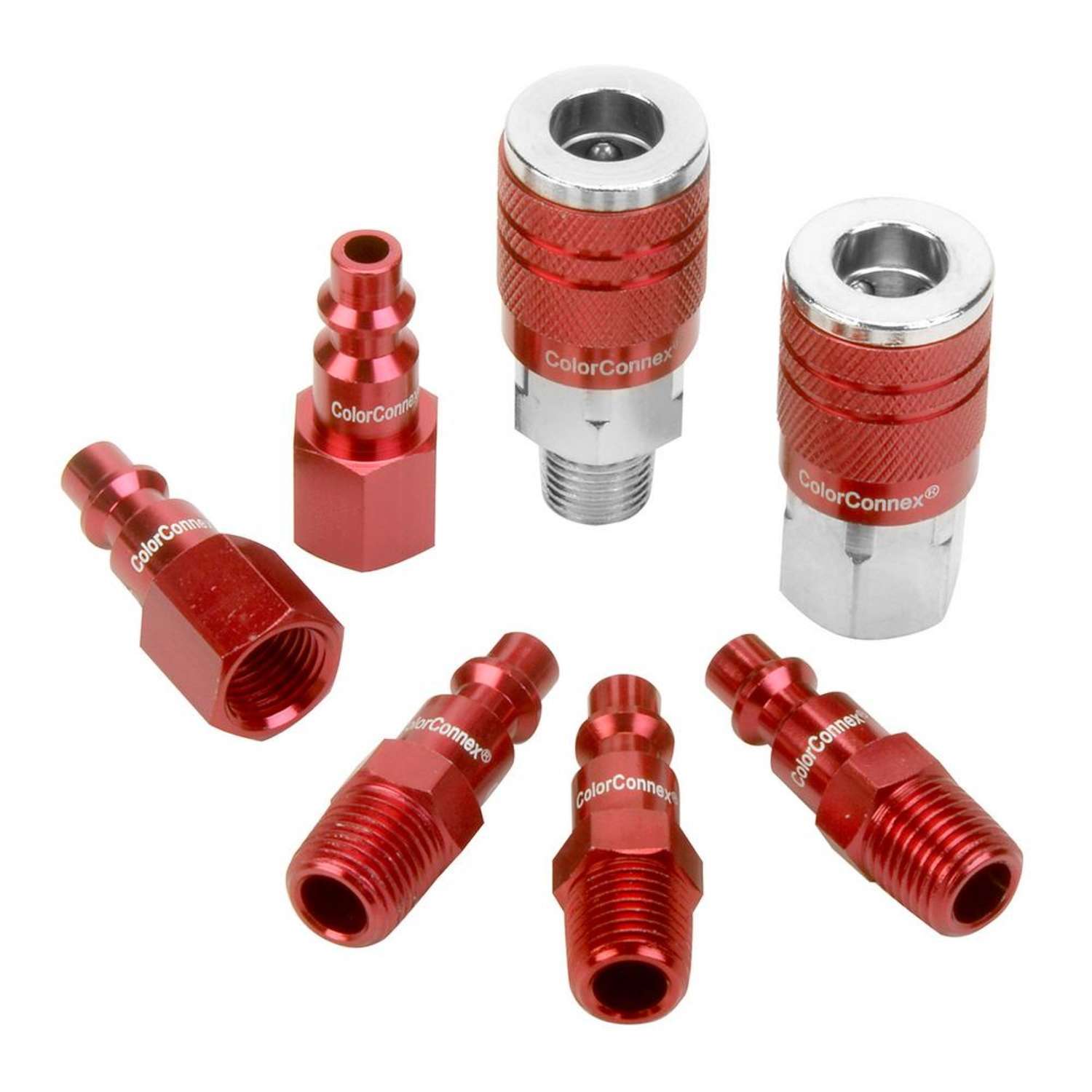 Legacy ColorConnex Aluminum/Steel Air Coupler and Plug Set 1/4 in. 7 pc ...