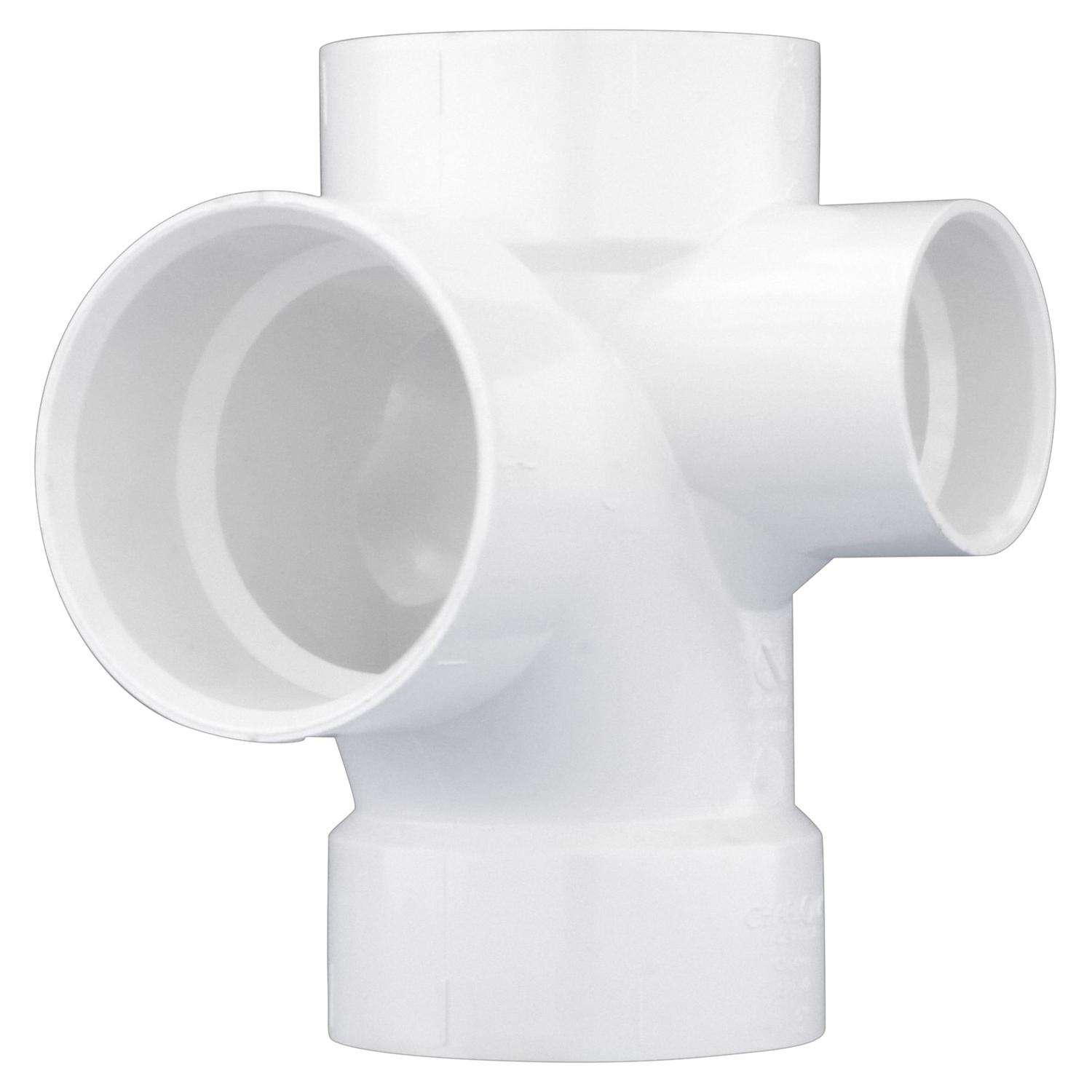 Charlotte Pipe Schedule 40 3 in. Hub X 3 in. D Hub PVC Reducing Double ...