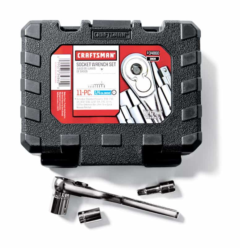 Craftsman 1/4 in. drive SAE 6 Point Socket and Ratchet Set 11 pc. - Ace ...