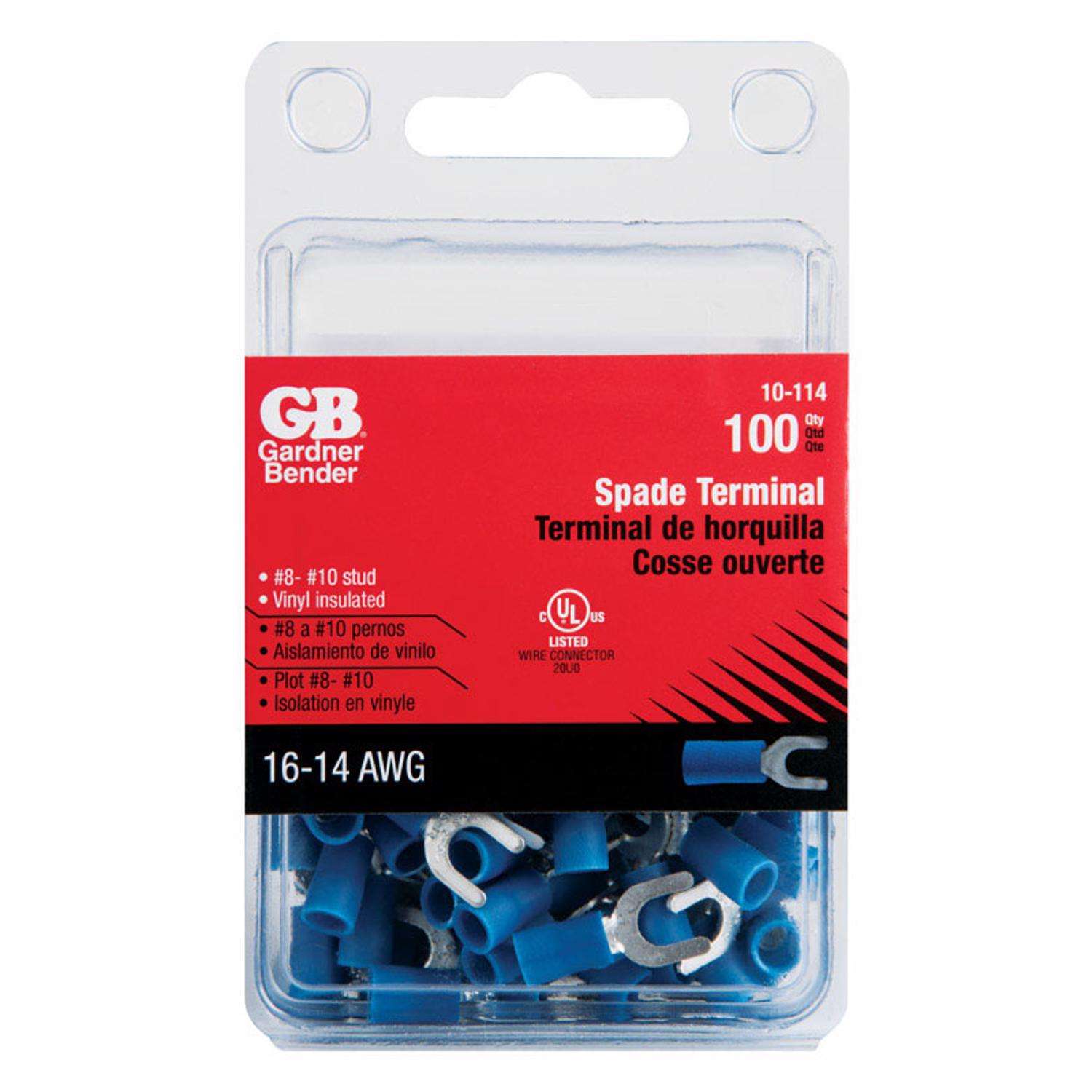 Gardner Bender 16-14 Ga. Insulated Wire Spade Terminal Blue 100 pk ...