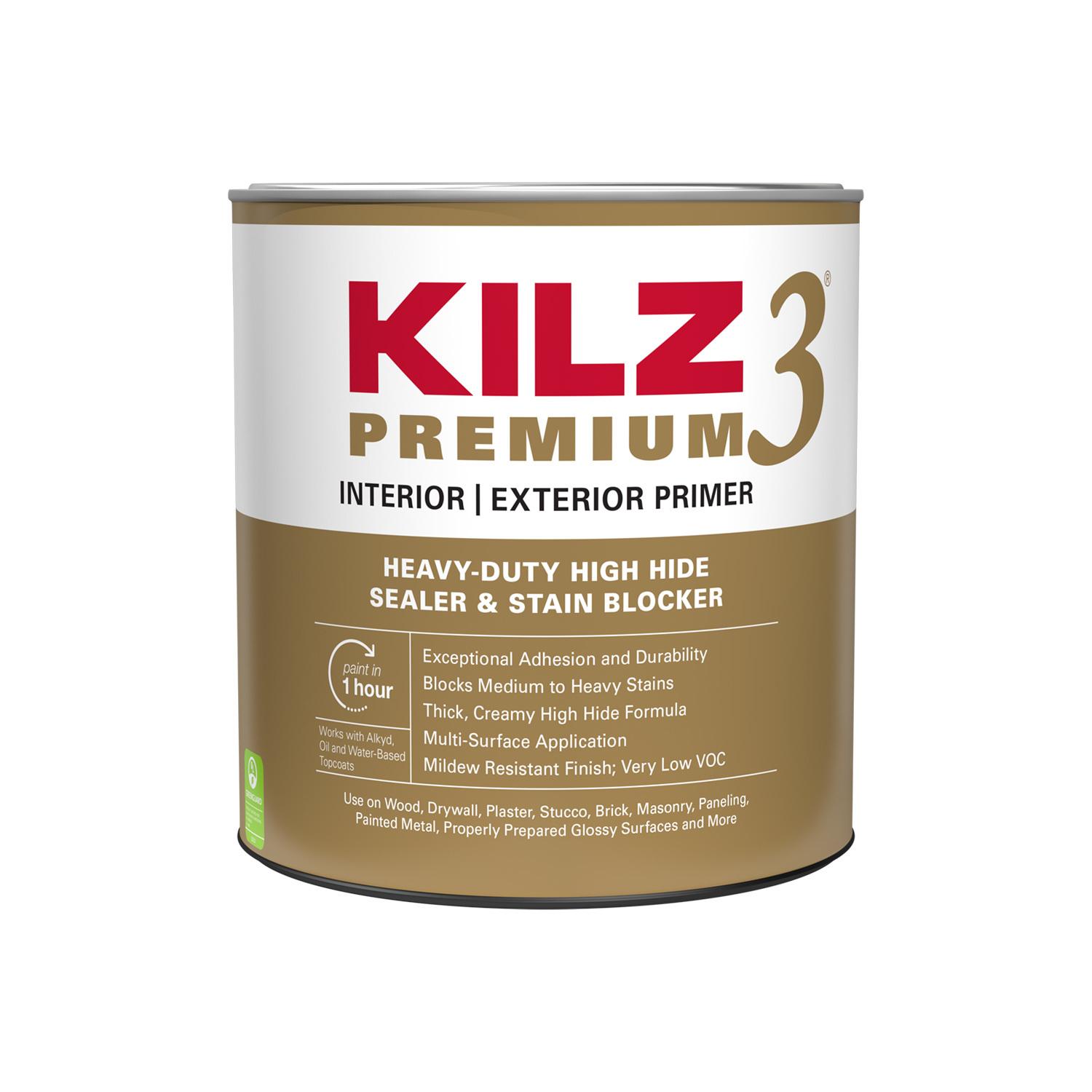 KILZ 3 Premium White Flat Water-Based Stain Blocking Primer 1 qt - Ace ...