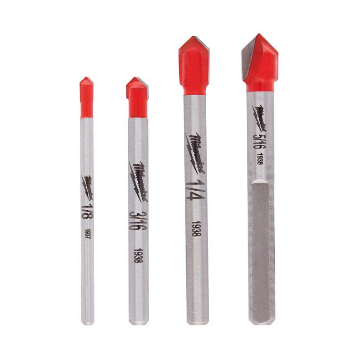 Milwaukee 5.25 in. L Carbide Tipped Glass and Tile Bit Set 3-Flat Shank ...
