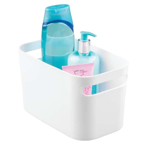 iDesign Una White Storage Bin with Handles 6 in. H X 10 in. W X 6 in. D ...