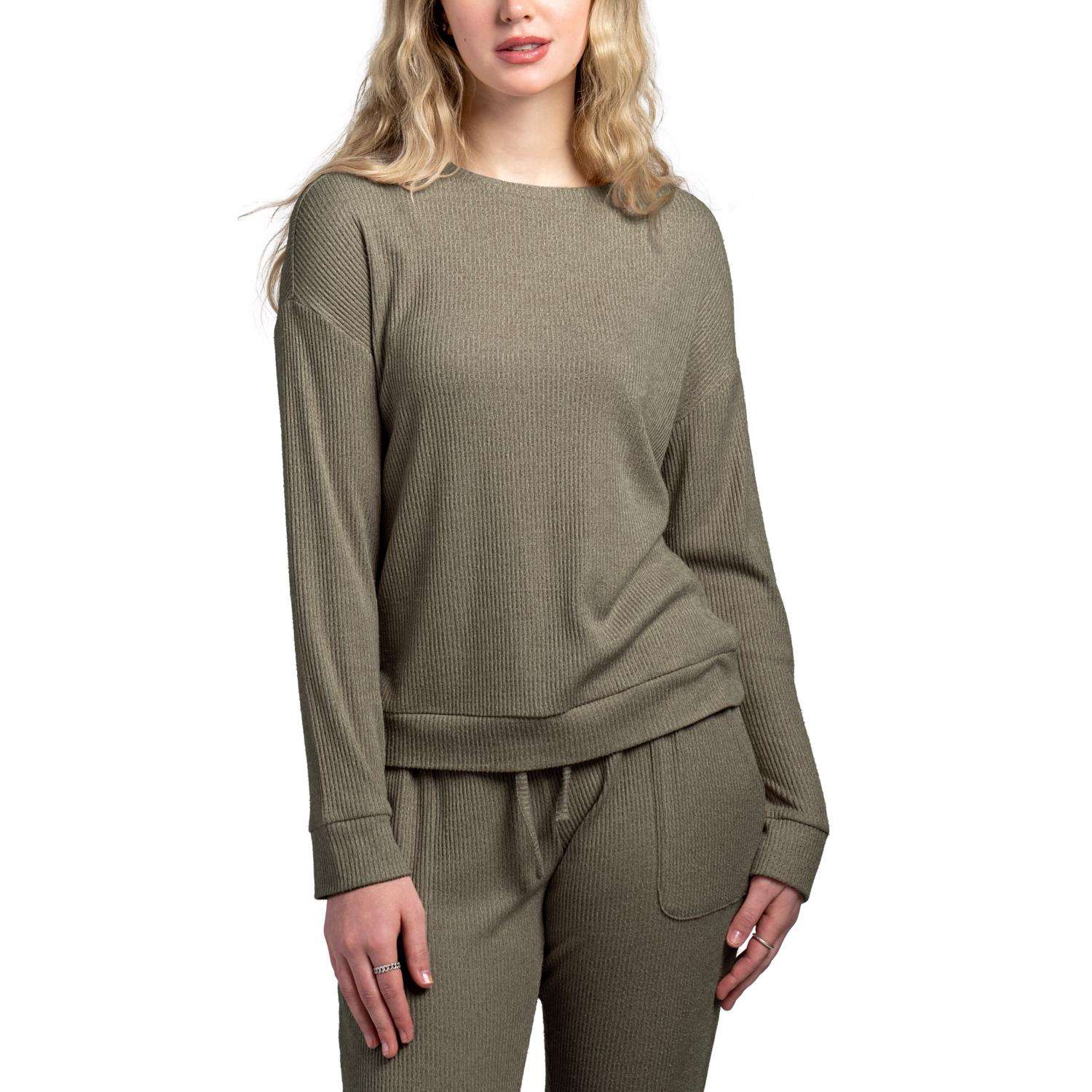 Hello Mello CuddleBlend S Long Sleeve Women's Crew Neck Green Sweater ...