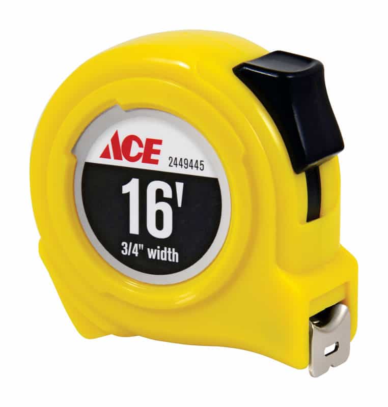 Ace 16 ft. L x 0.75 in. W High Visibility Tape Measure Yellow 1 pk ...