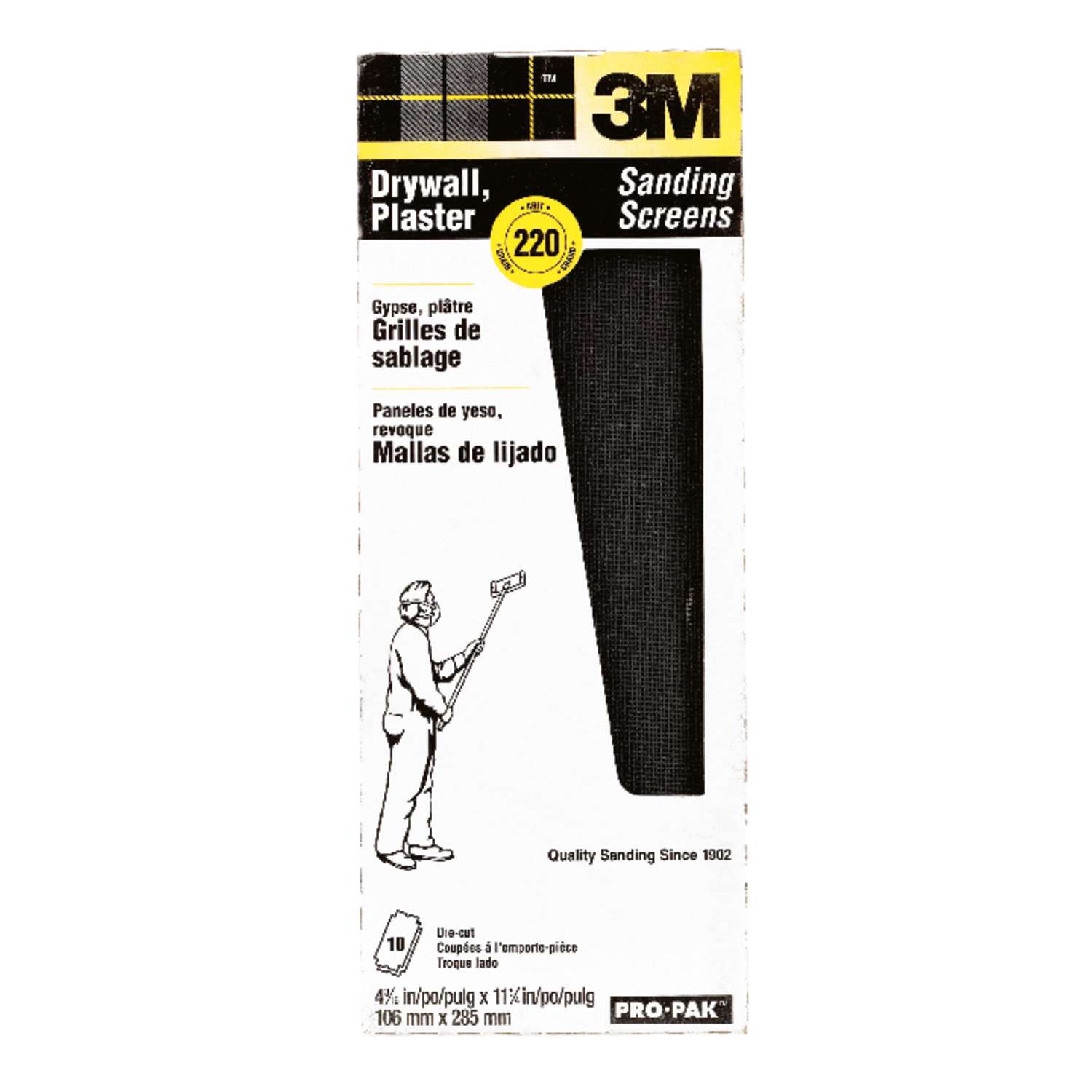 3M Pro-Pak 11-1/4 in. L X 4-3/16 in. W 220 Grit Silicon Carbide Drywall ...